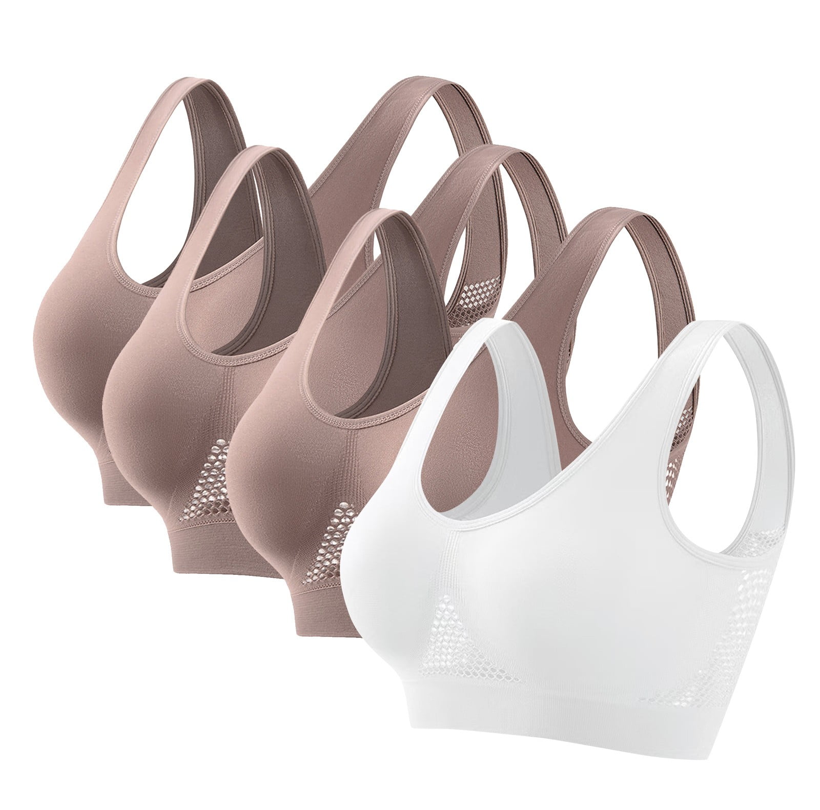 ALLLIST Pack 4 Womens Sports Bras Padded High Impact Bralette Plain Dry ...