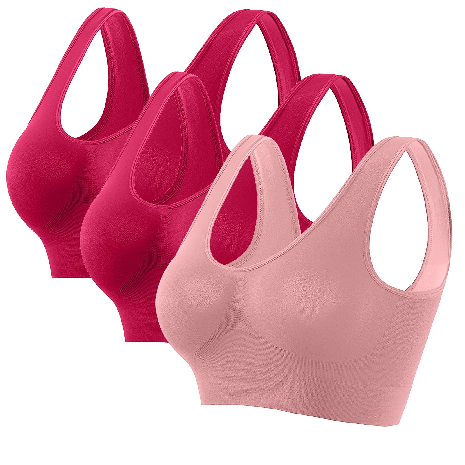 ALLLIST Pack Of 3 Sports Bras for Ladies Plus Size Wirefree Underwear Soft Solid Ladie's Bras S ...
