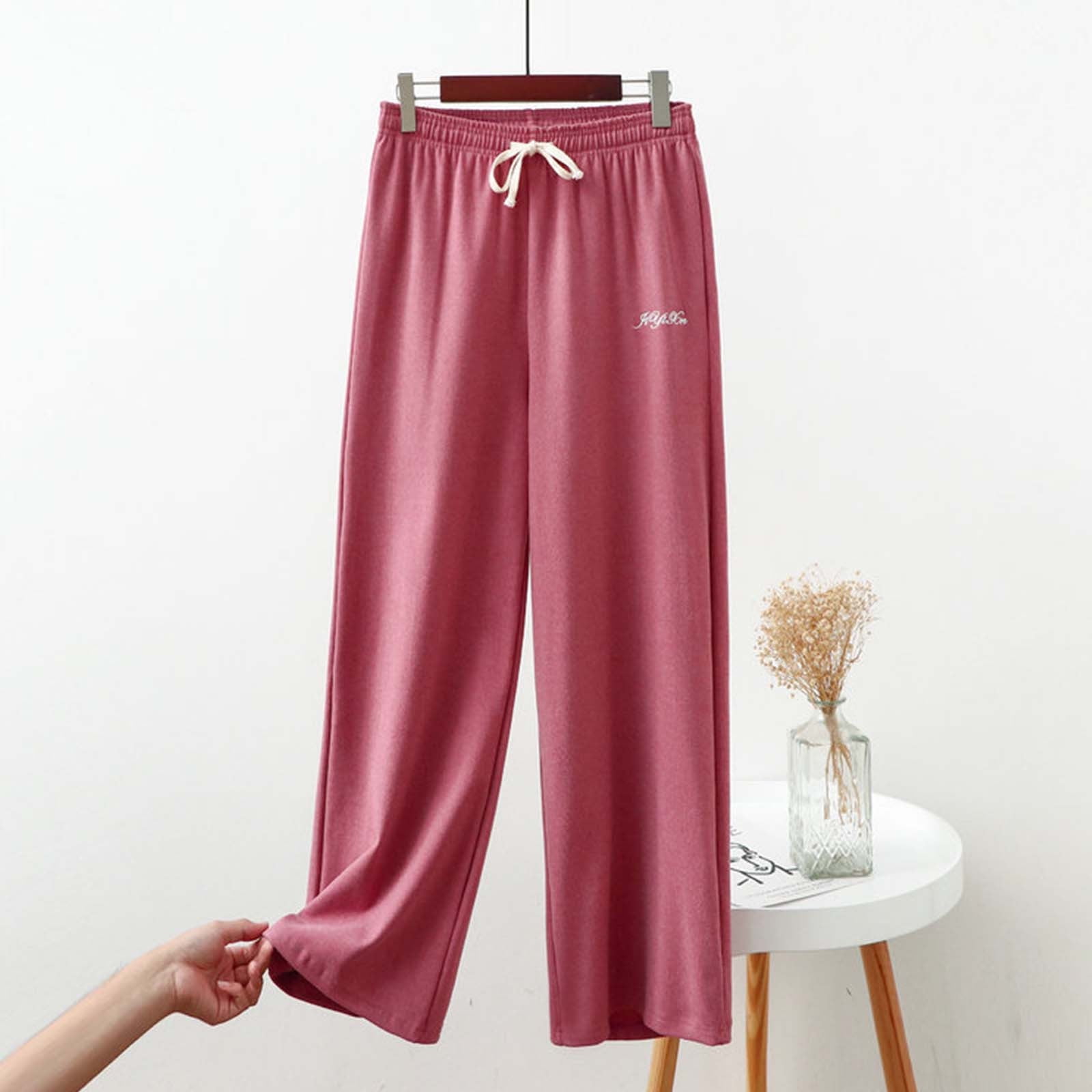 ALLLIST Pajamas Women Pants Fleece Winter Bottoms Red Plain Cozy Home ...