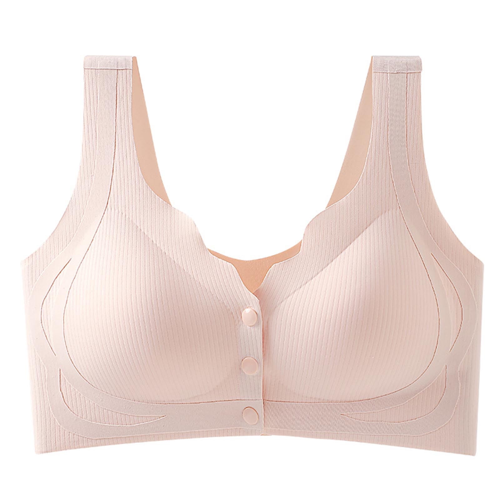 ALLLIST Plus Size Womens Underwear Front Closure No Wire Bras Plian Pink Push up T-Shirt Women's ...