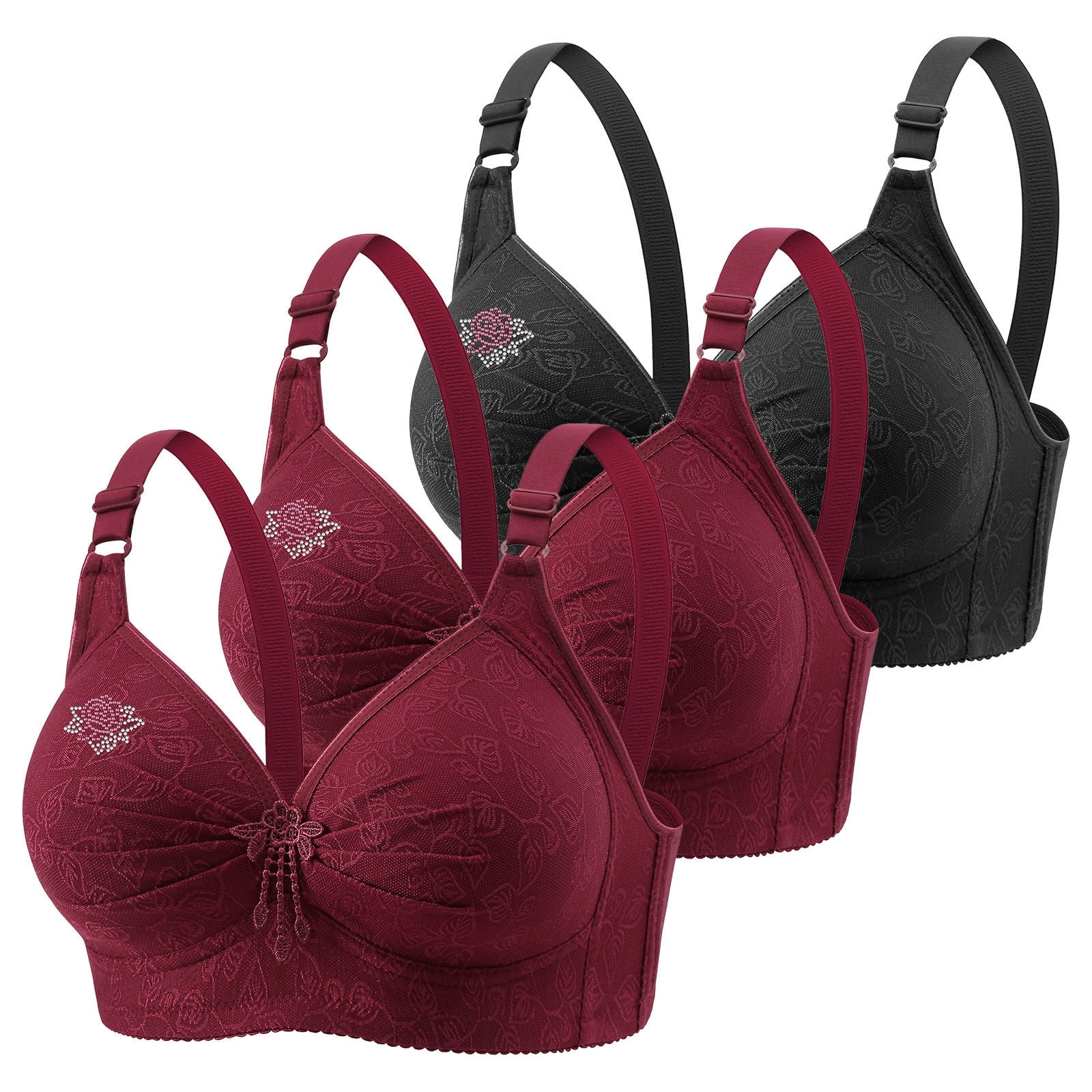 ALLLIST Push up Bras for Women Pack 3 No Underwire Underwear Black ...