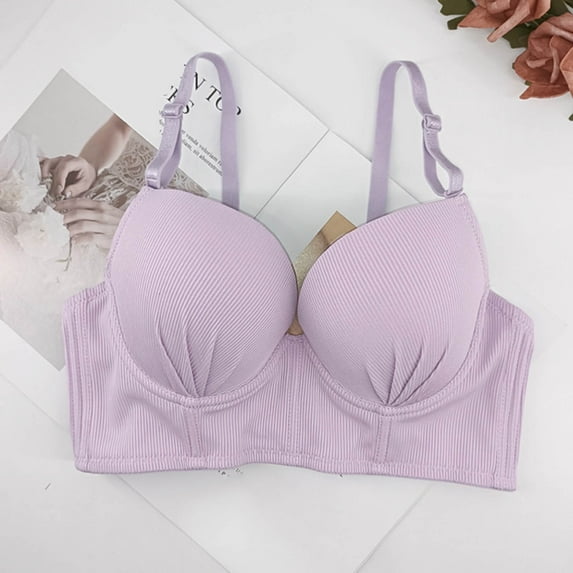 ALLLIST Push up Lingerie for Women Purple Underwire Underwear Cozy Plian Bandeau Women Bras Size ...