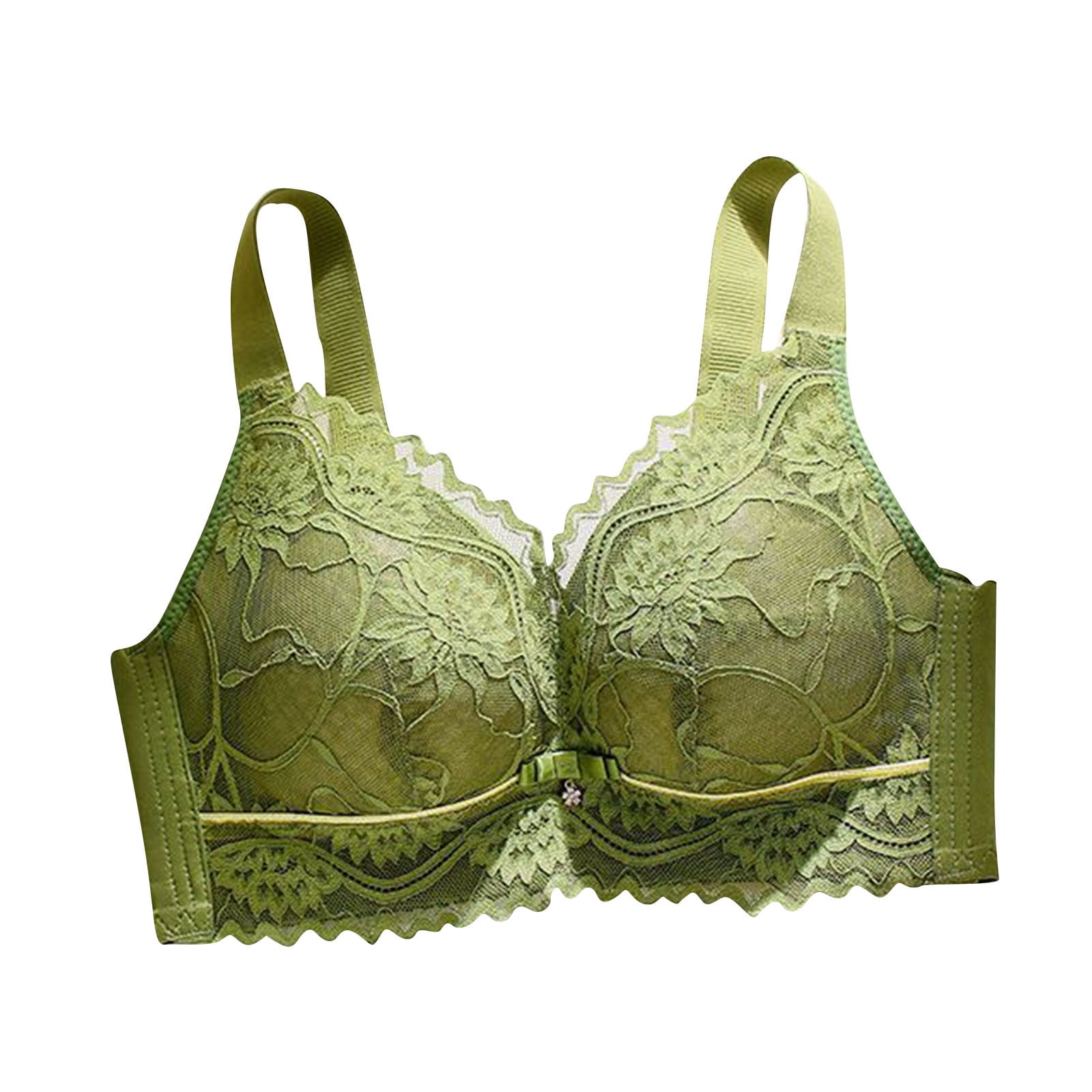 ALLLIST Push up Women Bras Full Coverage Wireless Bralette Lace Green Plain Breathable T-Shirt ...