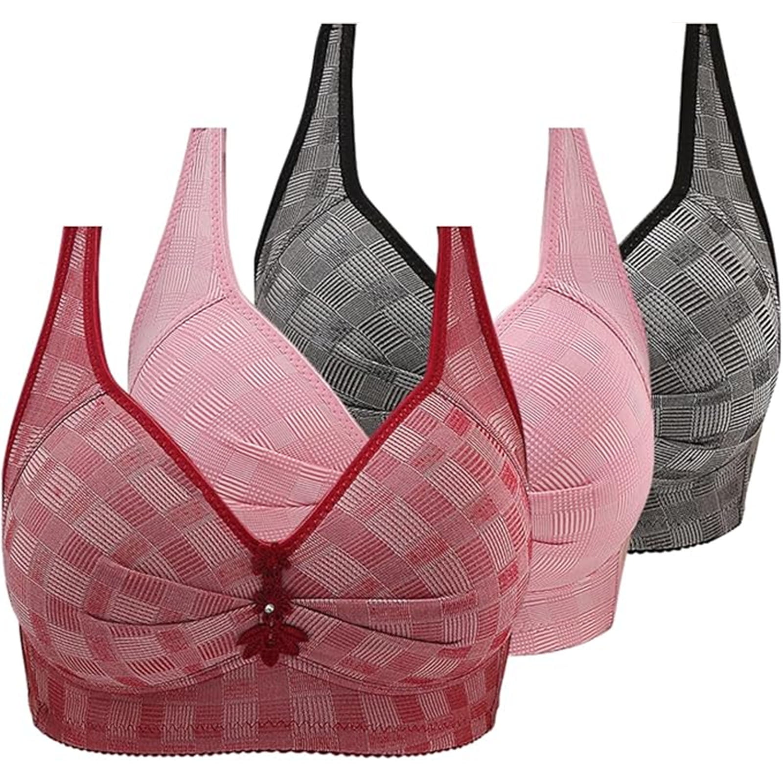 ALLLIST Push up Women Bras No Wire Plus Size Pack3 Bralette Soft Pink Full Coverage Plain T ...