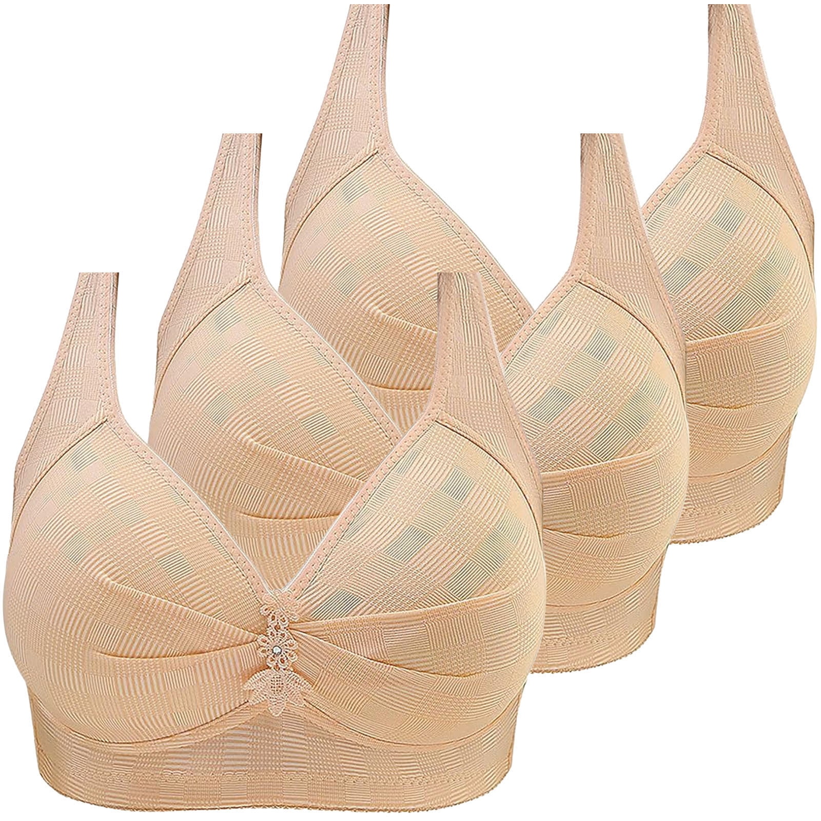 ALLLIST Push up Women Bras Wirefree Pack3 Bralette Full Coverage Solid Beige Breathable T-Shirt ...