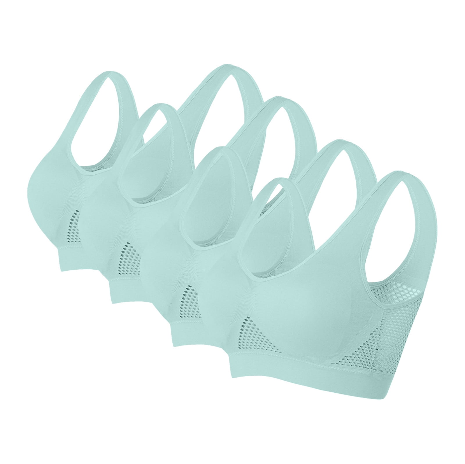 ALLLIST Sports Bras for Ladies Pack 4 No Wire Underwear Plain Comfy ...