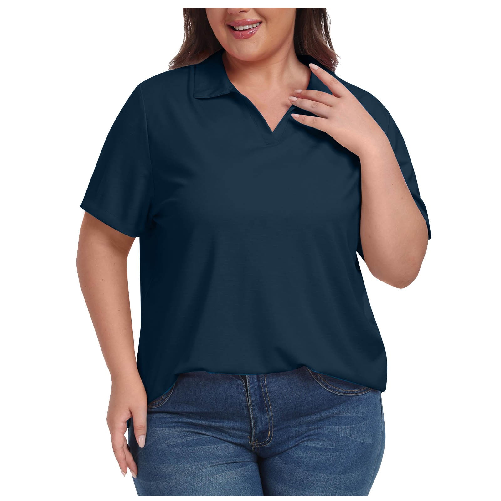 ALLLIST Tops for Women Short Sleeve Holiday Plus Size Polo Shirts ...