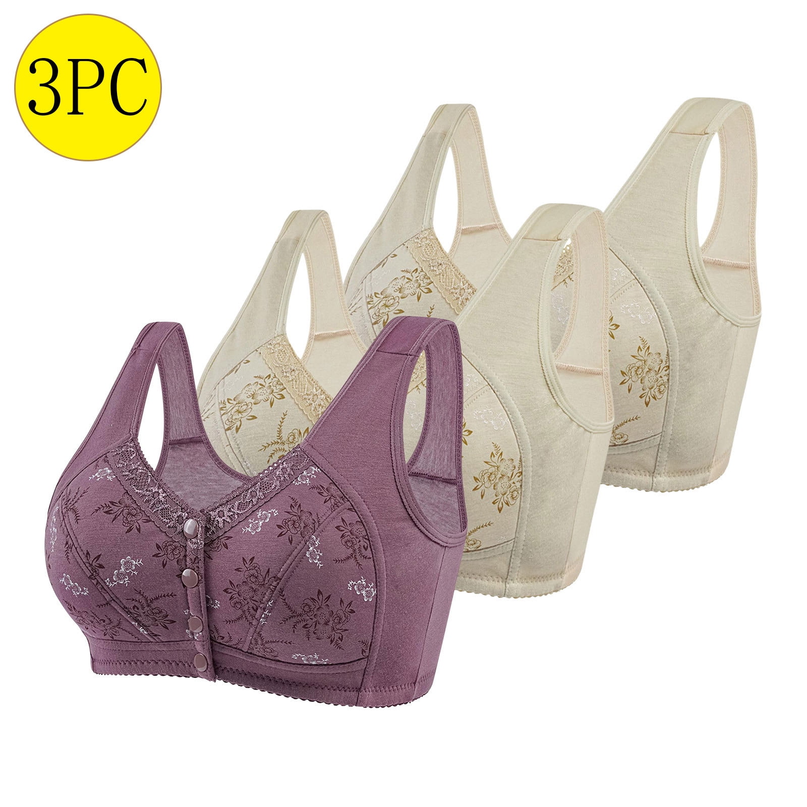 ALLLIST Underwear for Women 3 Pack Plus Size Full Coverage Bras Front ...