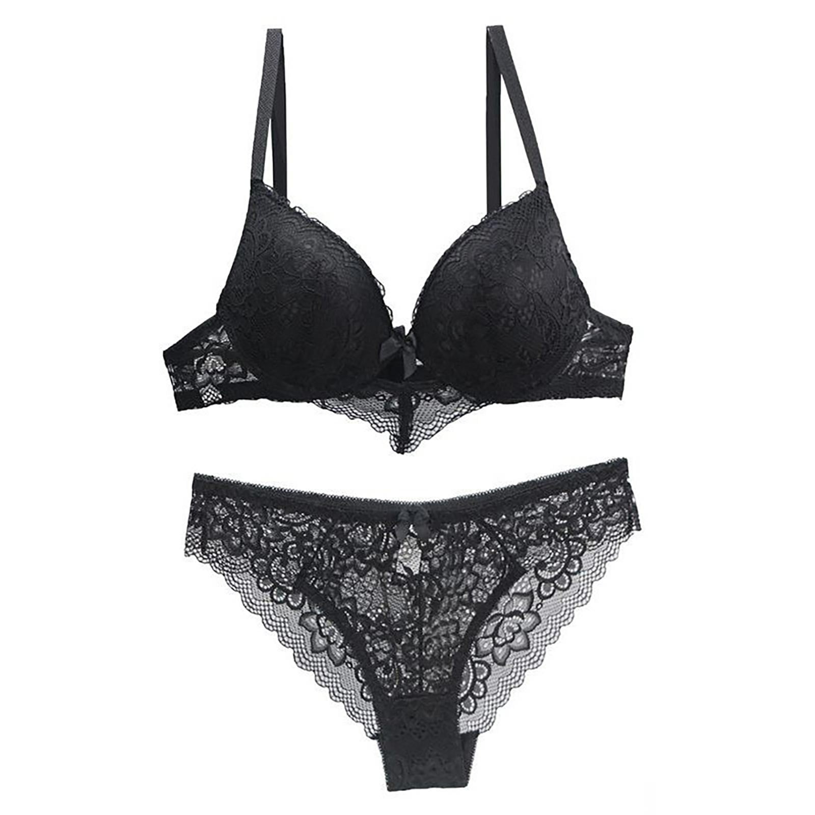 ALLLIST Underwear for Women Lace Plus Size Wirefree Bra And Panty Set ...