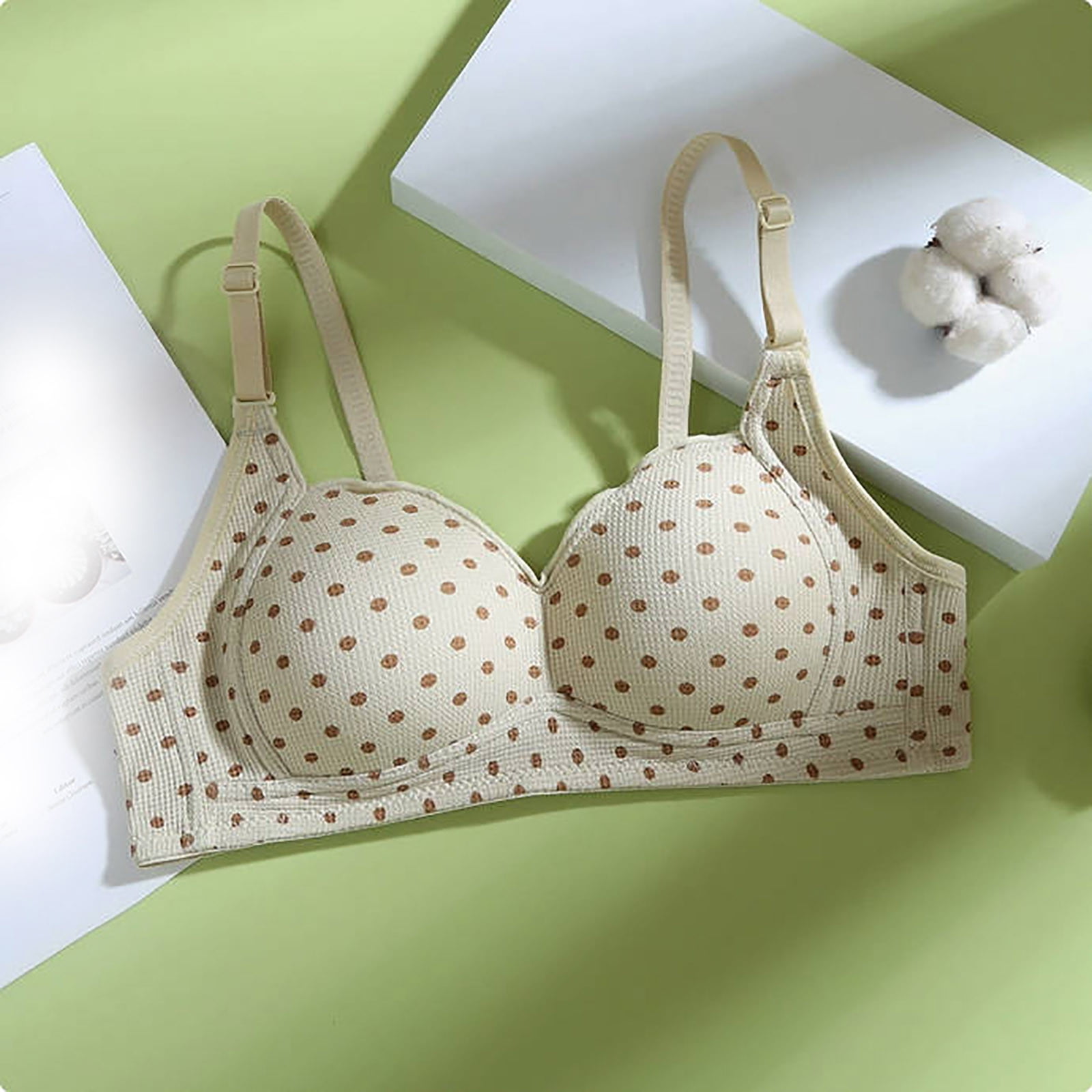 ALLLIST Unlined Women Bras Full Coverage No Wire Training Polka Dot ...
