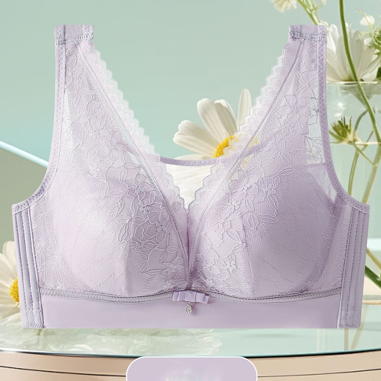 ALLLIST Wirefree Bras for Women Push up Lace Bralette Purple Plian Comfy T-Shirt Ladie's Bras ...