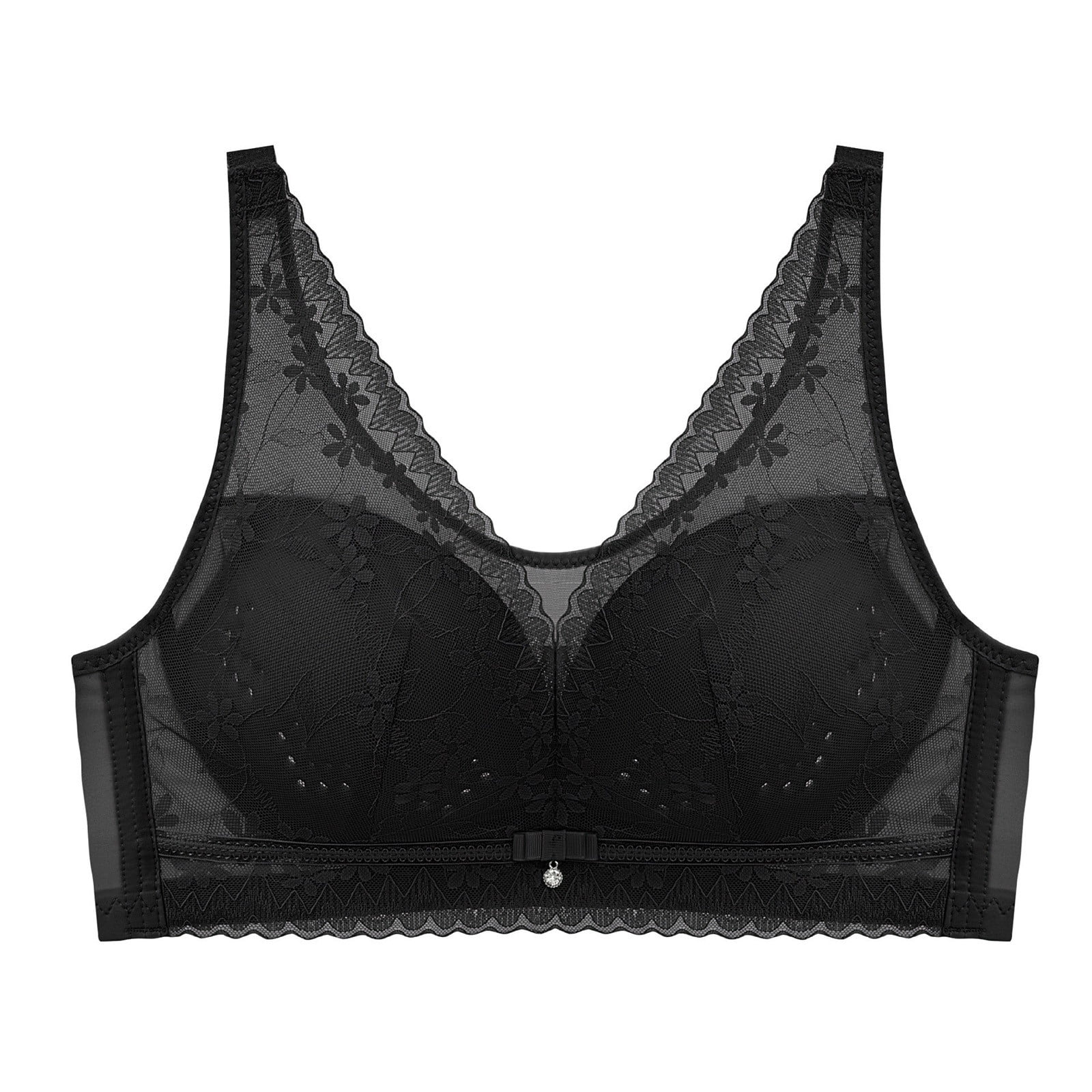 ALLLIST Wireless Bras for Women Lace See Through Bralette Cozy Solid ...