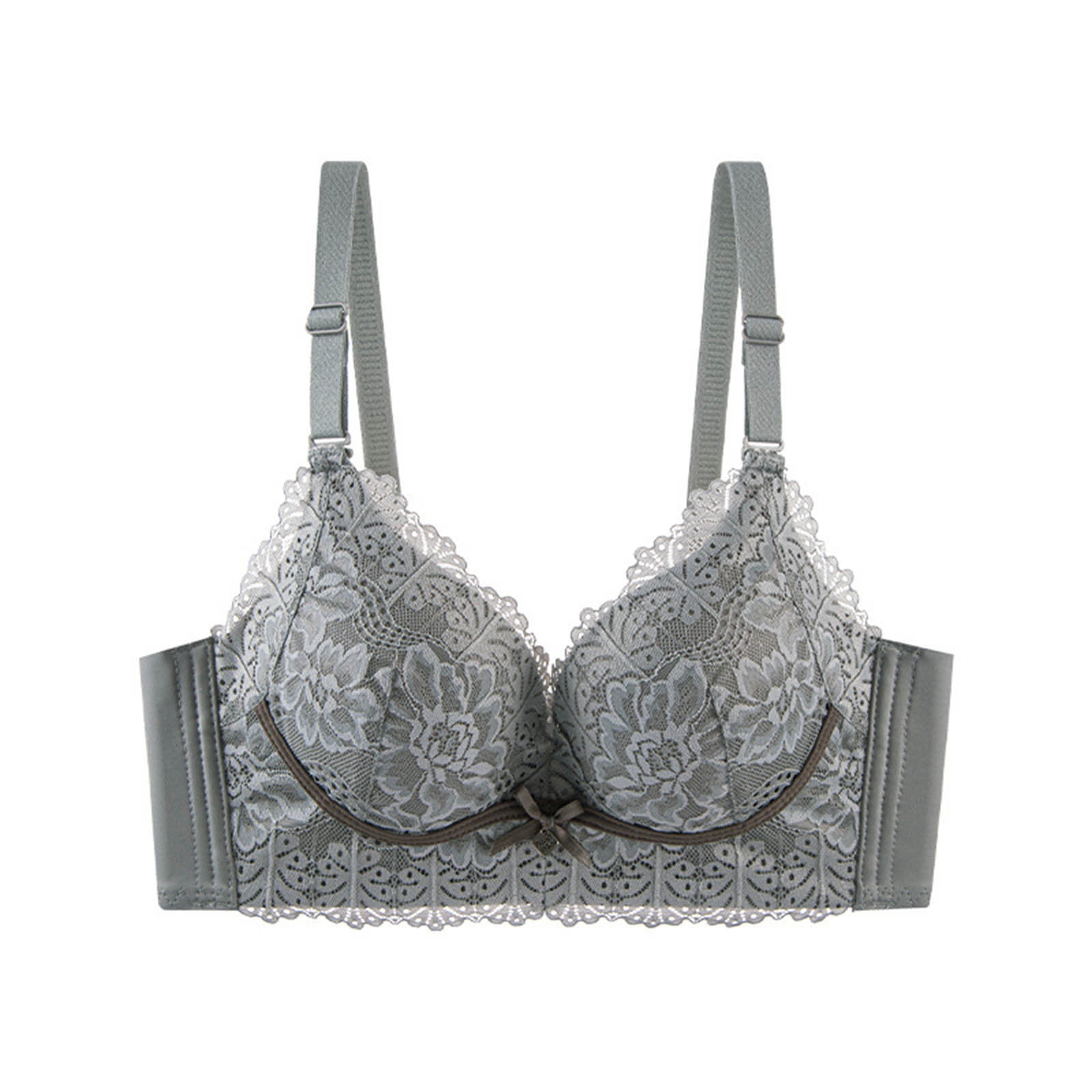 ALLLIST Women Bras Gray No Wire Push up Bralette Plain Breathable Lace ...