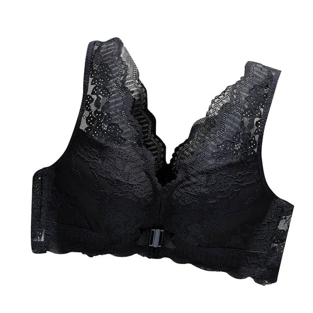 ALLLIST Women Bras Wireless Front Closure Lace Lingerie Black Full Coverage Plain Bralette Ladie ...