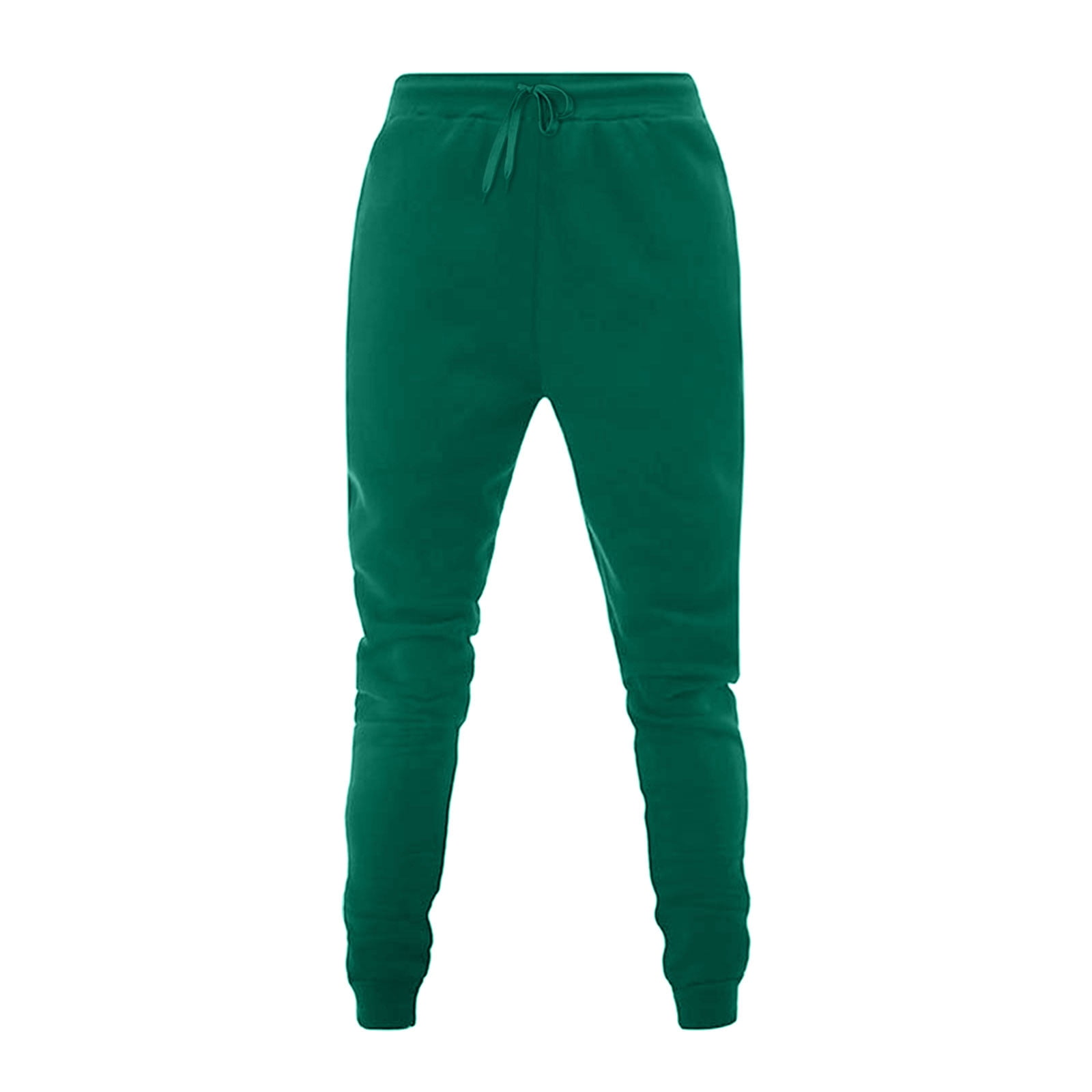 ALLLIST Women Pants Elastic Waist Joggers Solid Green Lounge Pants ...