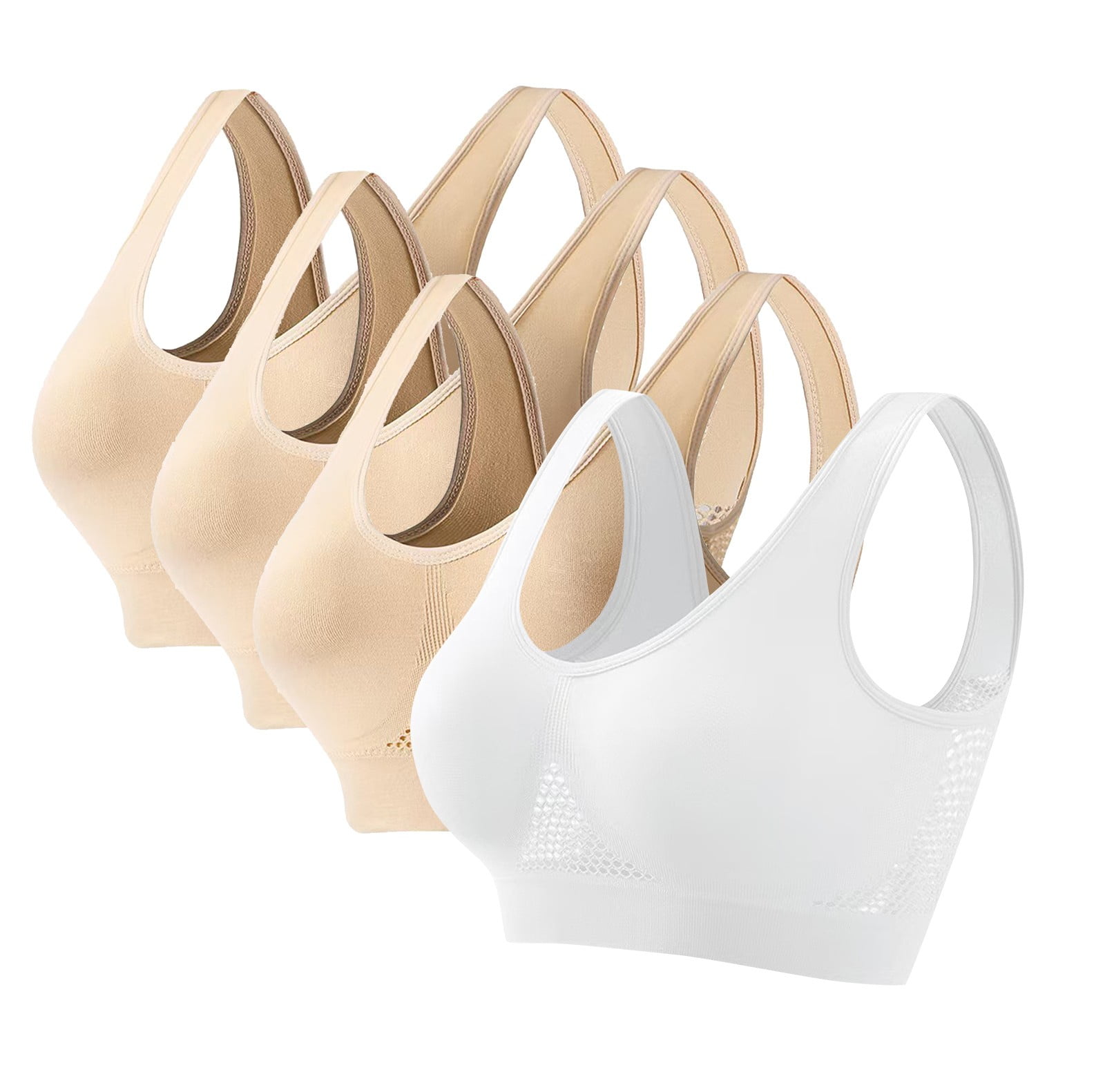 ALLLIST Women Sports Bras Padded High Impact Pack of 4 Bralette Solid ...