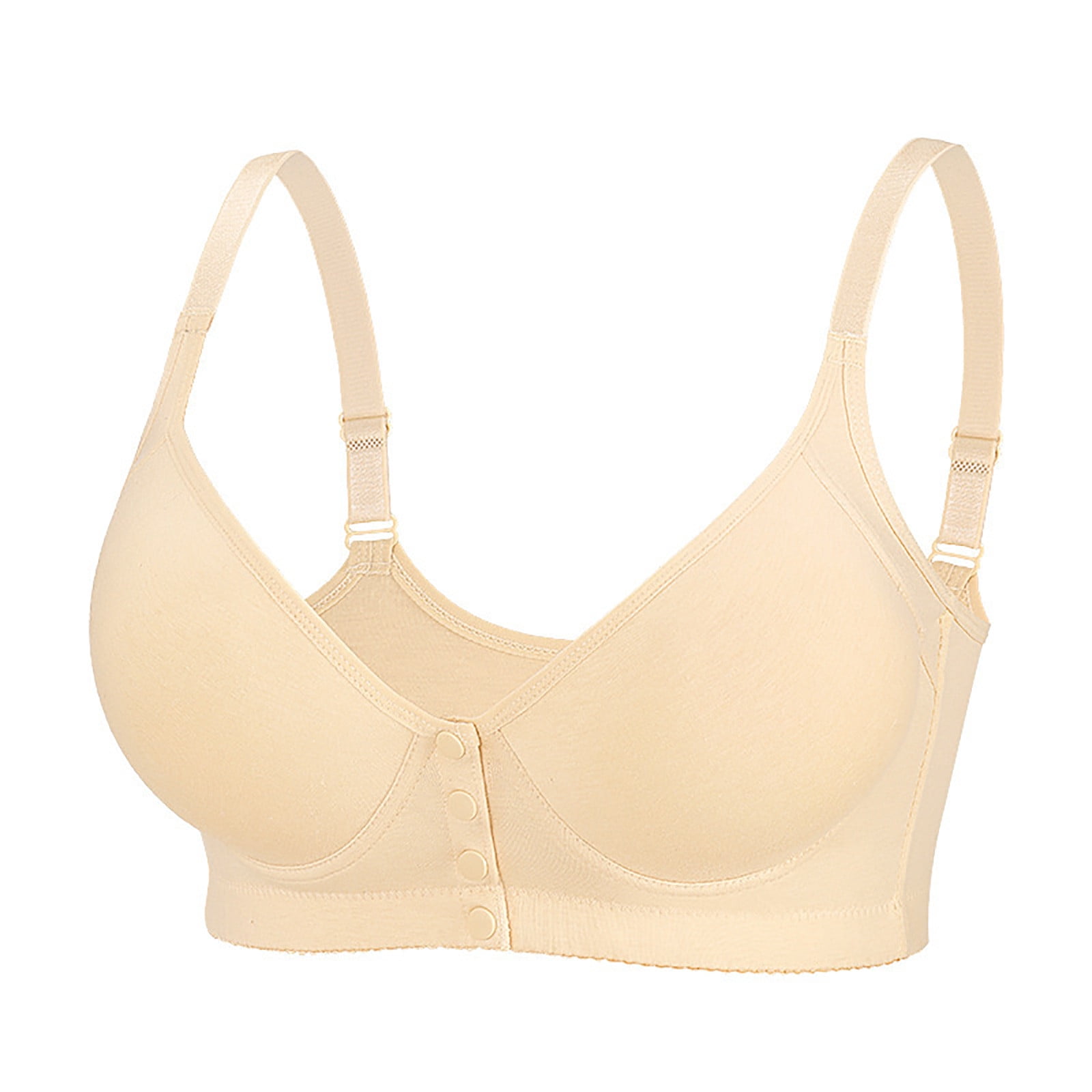ALLLIST Women's Bras Front Closure Wirefree Plus Size Nursing Bras Beige Push up Soft Plain ...