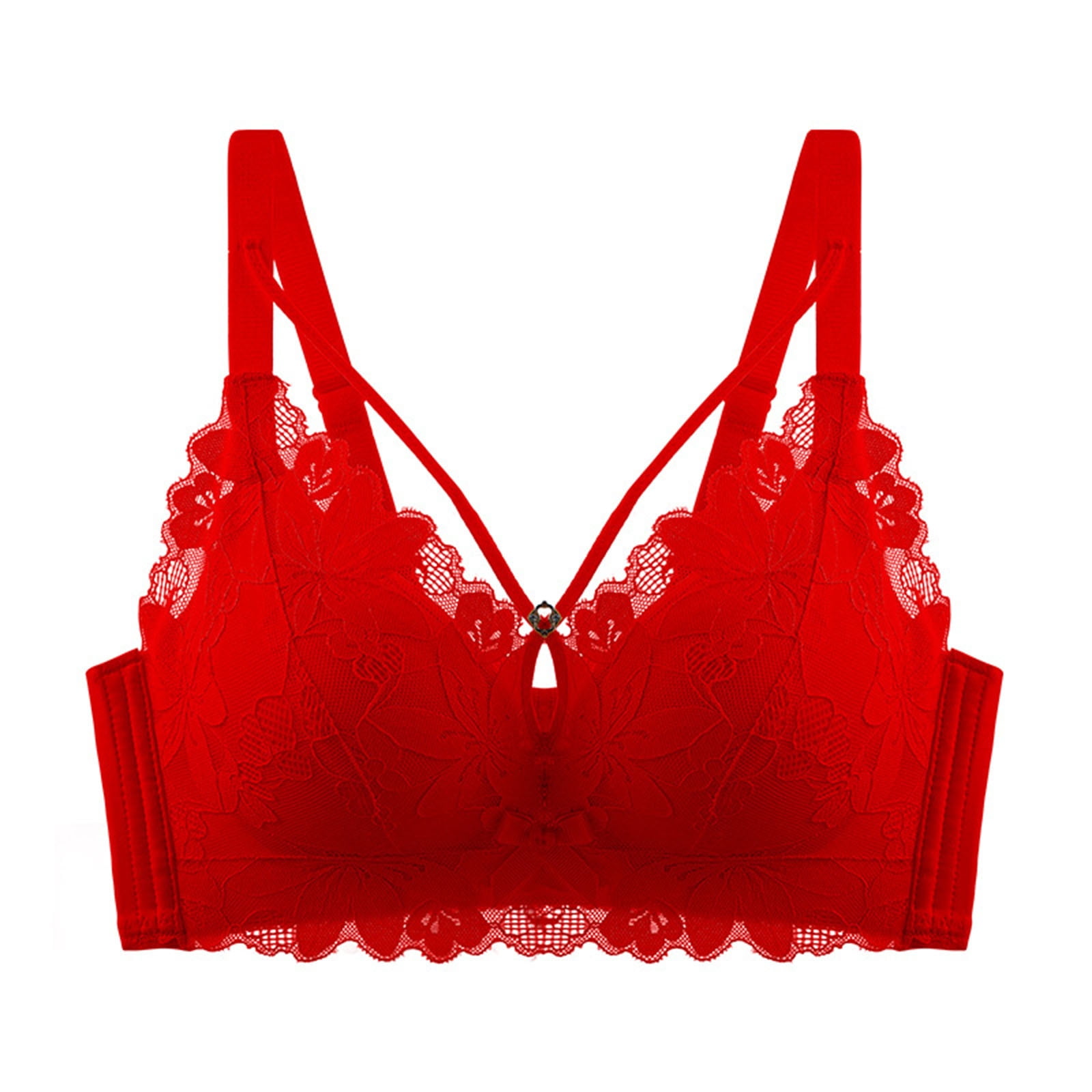 ALLLIST Women's Bras No Underwire Push up Red Bralette Breathable Solid ...