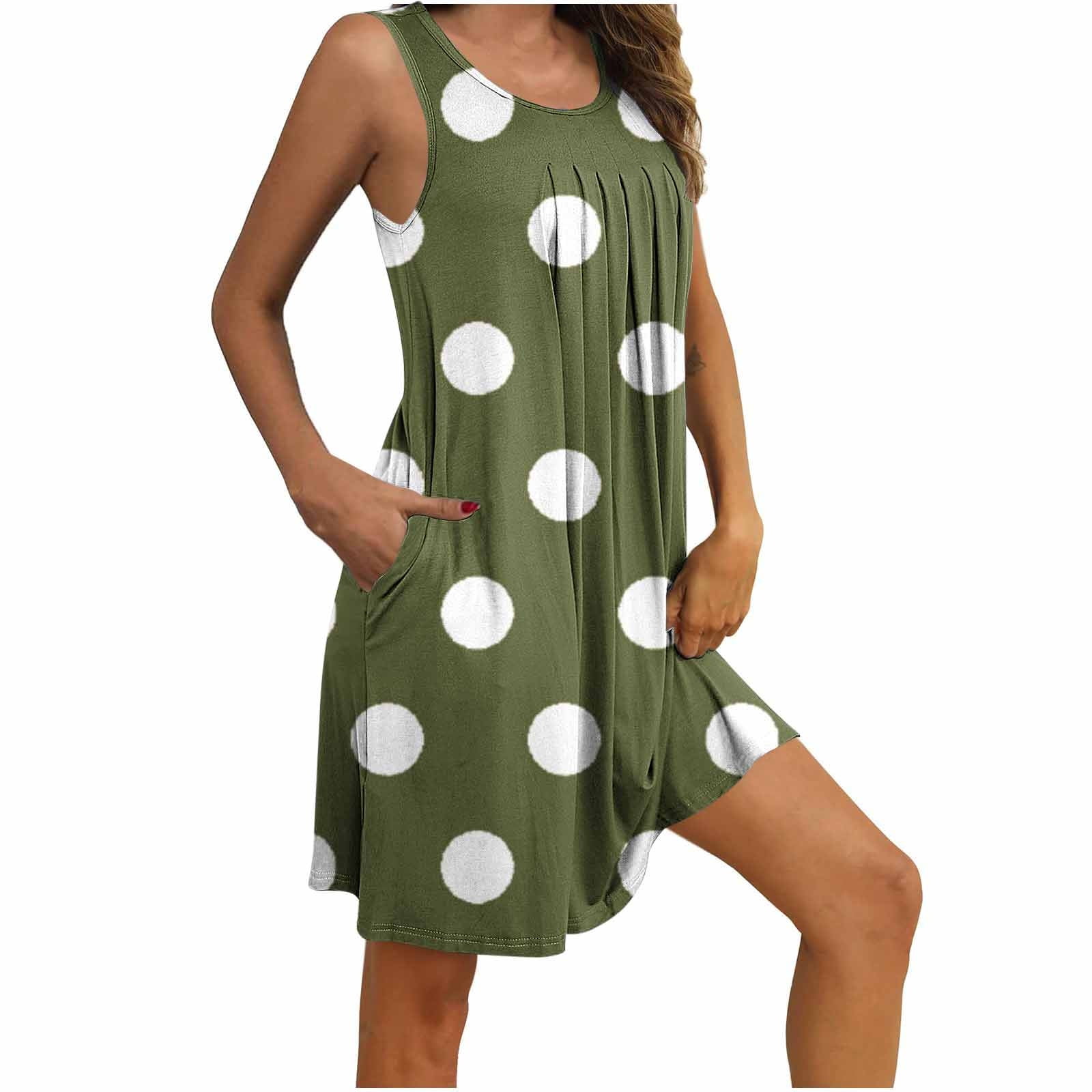 ALLLIST Women's Nightgown Polka Dot with Pockets Sleep Dresses ...