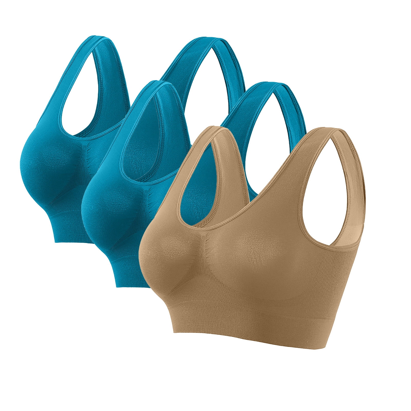 ALLLIST Women's Sports Bras Wireless Pack 3 Underwear Comfy Solid ...