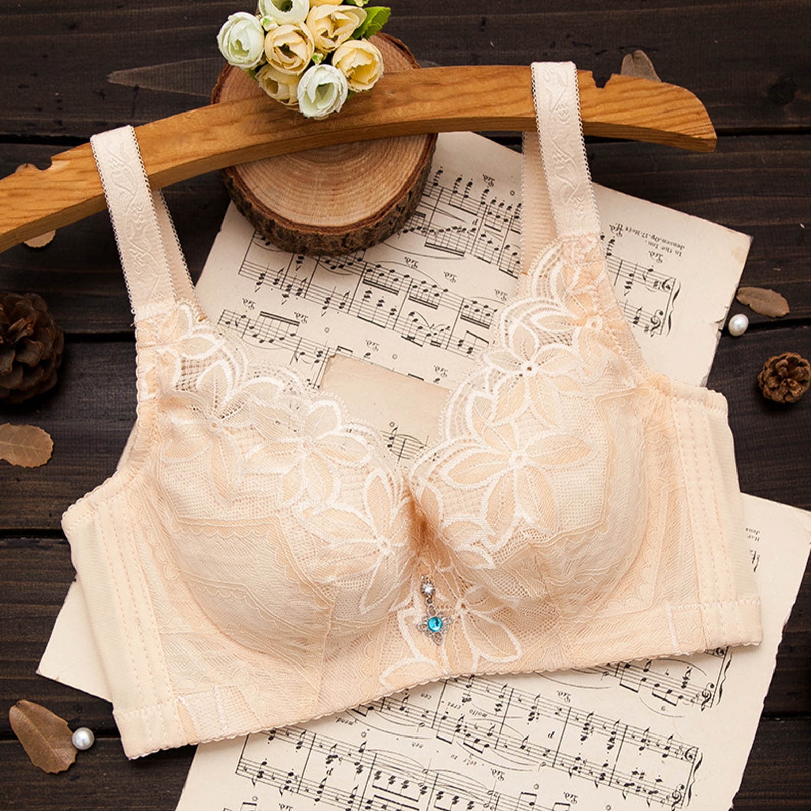 ALLLIST Womens Bras Plain Wirefree Beige Bralette Comfy T Shirt Ladies ...