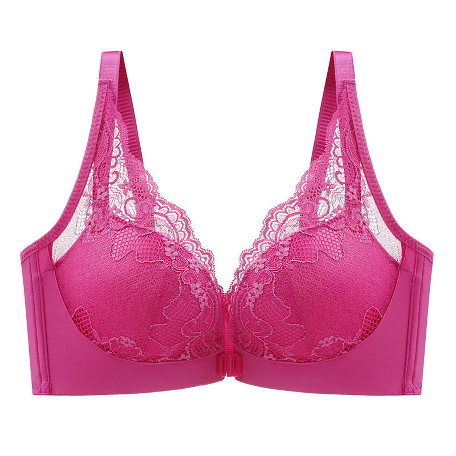 ALLLIST Womens Bras Wirefree Front Closure Push up Bralette Breathable Pink Solid Lace T-Shirt ...