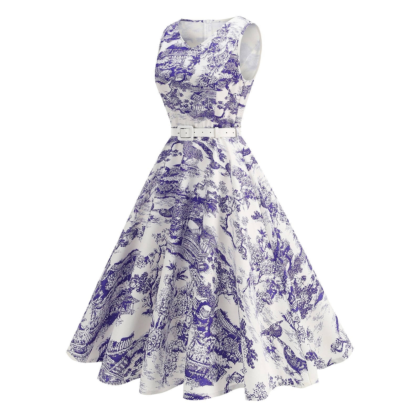 ALLLIST Womens Dresses Midi Purple Spring A Line Retro Ball Gown ...