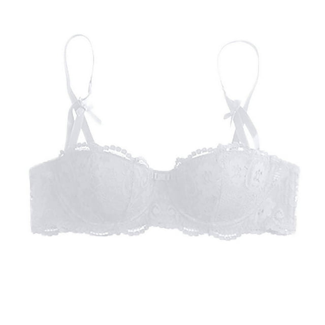 ALLLIST Womens Underwear Plus Size Lace Wirefree Bras White Push up Solid Balconette Womens ...