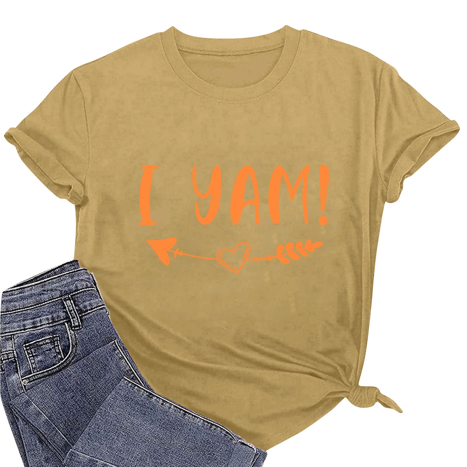 ALLLIST Yellow Tops for Women Holiday Crew Neck T-Shirts Fashion ...