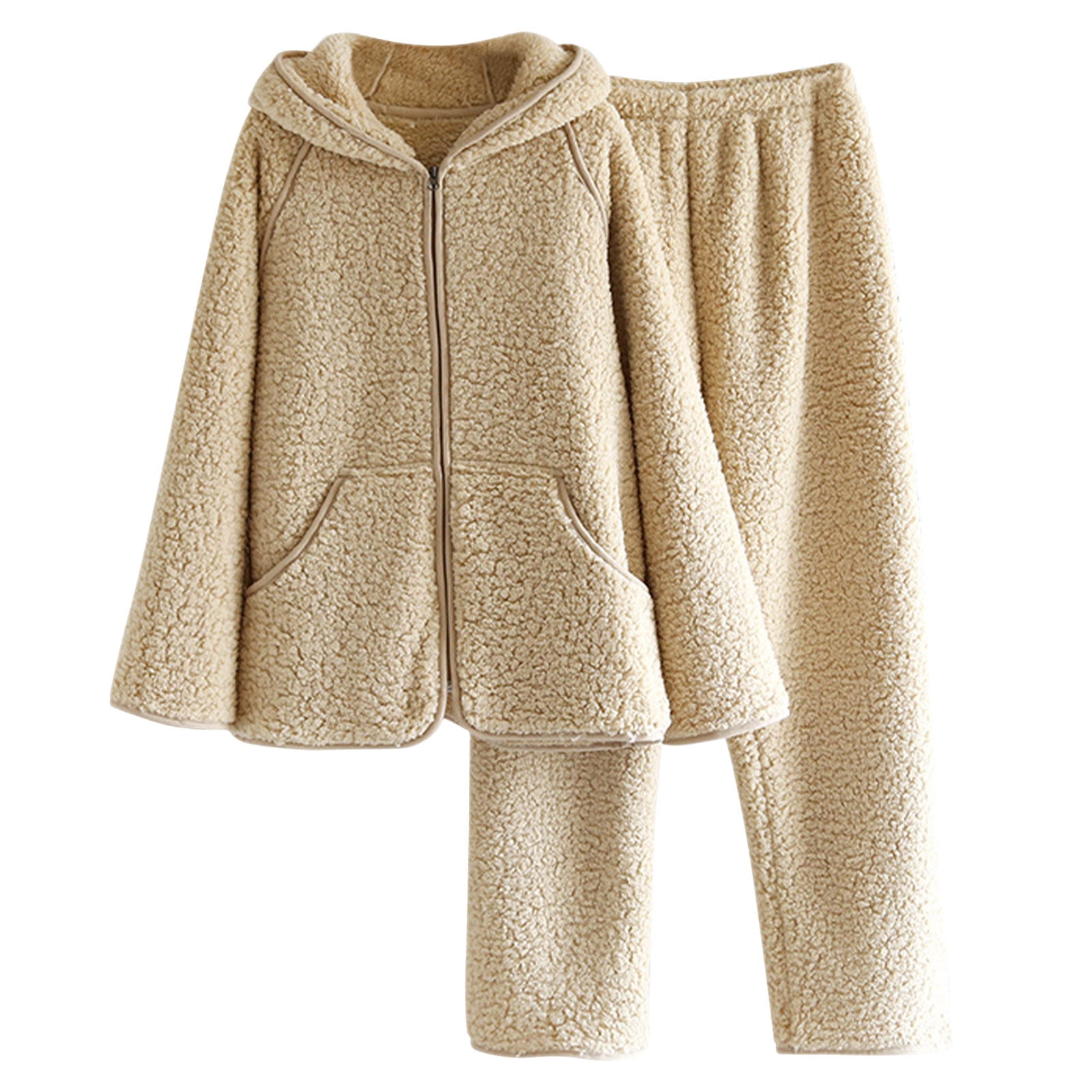 ALLLIST with Pocket Womens Summer Pajamas Sets Warm Solid Brown Soft ...