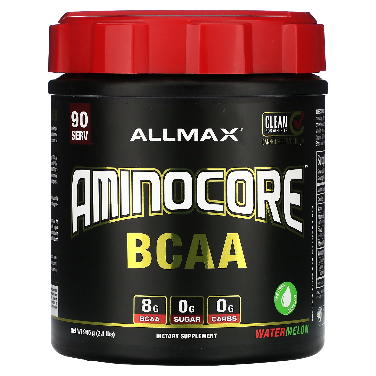 ALLMAX AMINOCORE BCAA, Watermelon, 2.1 lbs (945 g) - Walmart.com