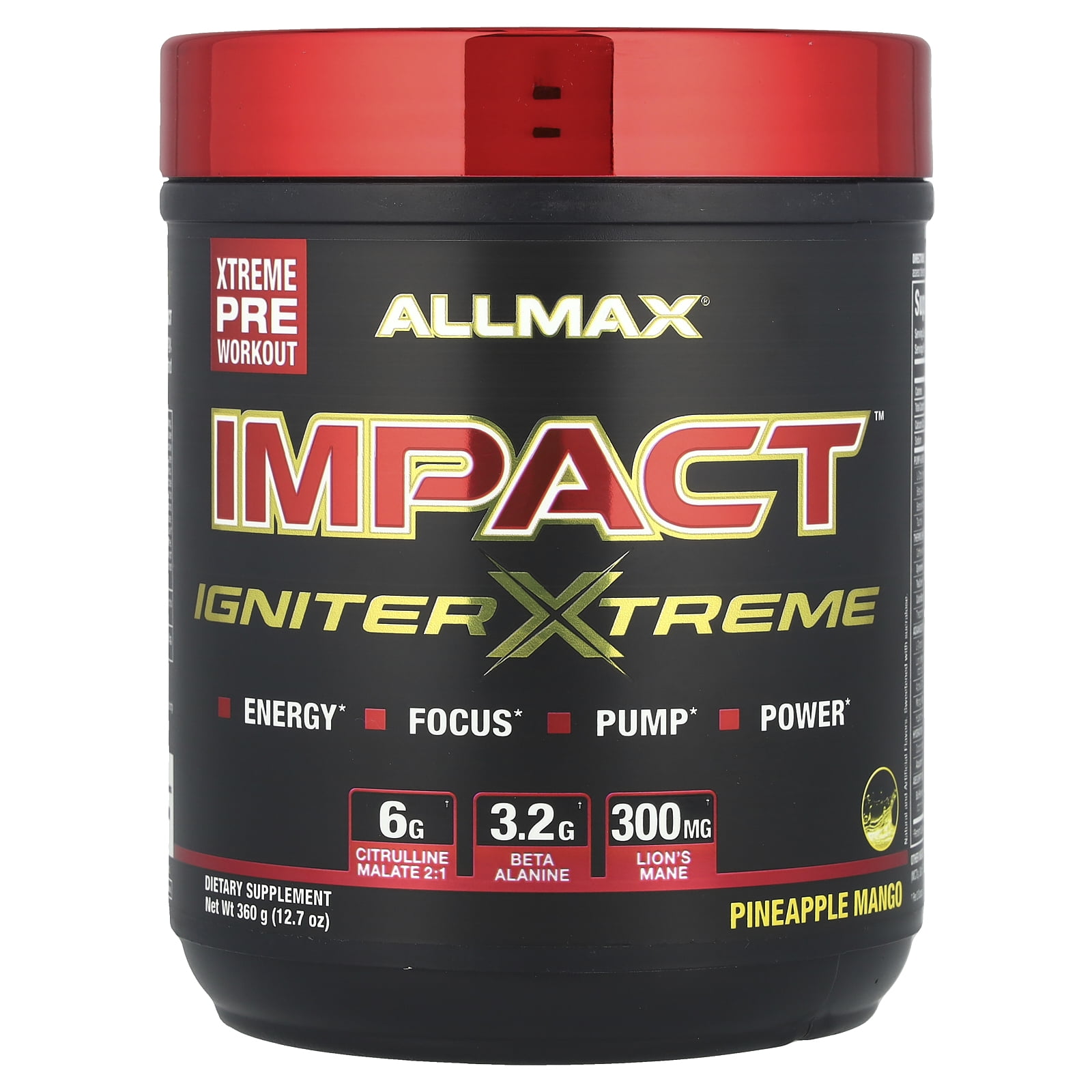 ALLMAX IMPACT Igniter Xtreme Performance, Pre-Workout, Pineapple Mango ...
