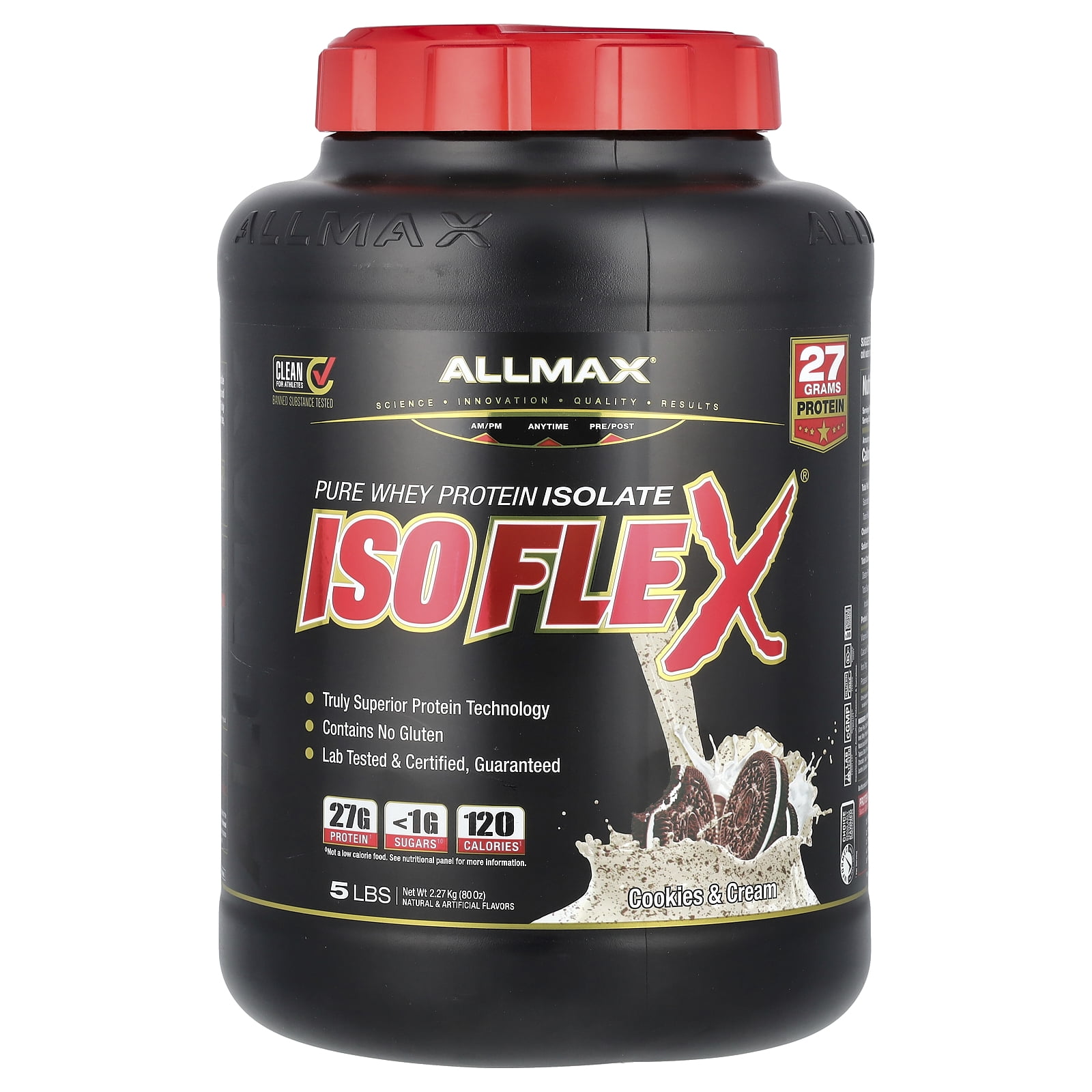 ALLMAX Isoflex® Whey Protein Isolate Powder, Cookies & Cream, 5 lbs ...