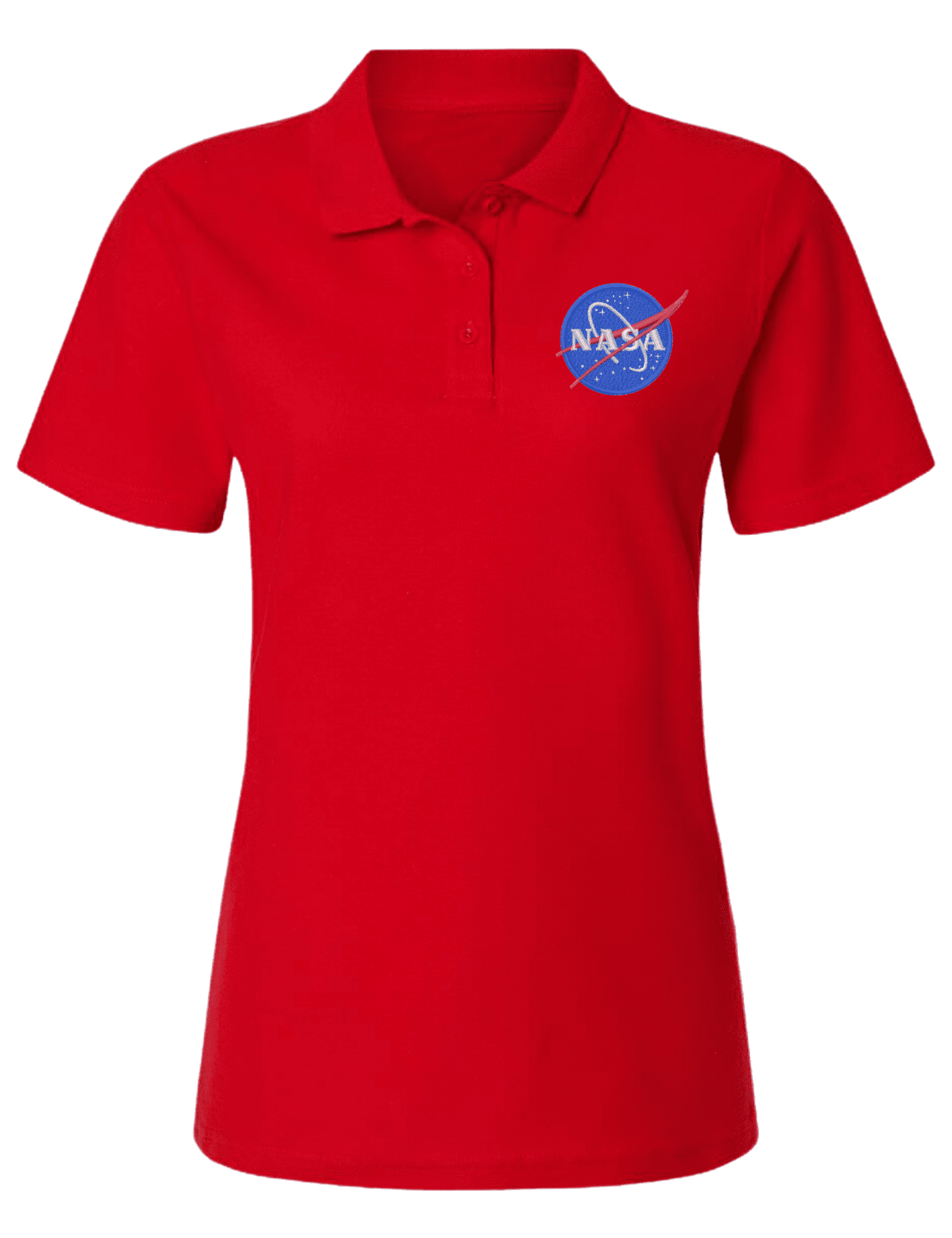 ALLNTRENDS Women's Polo Shirt NASA Embroidered Space Tshirt (S, Red ...