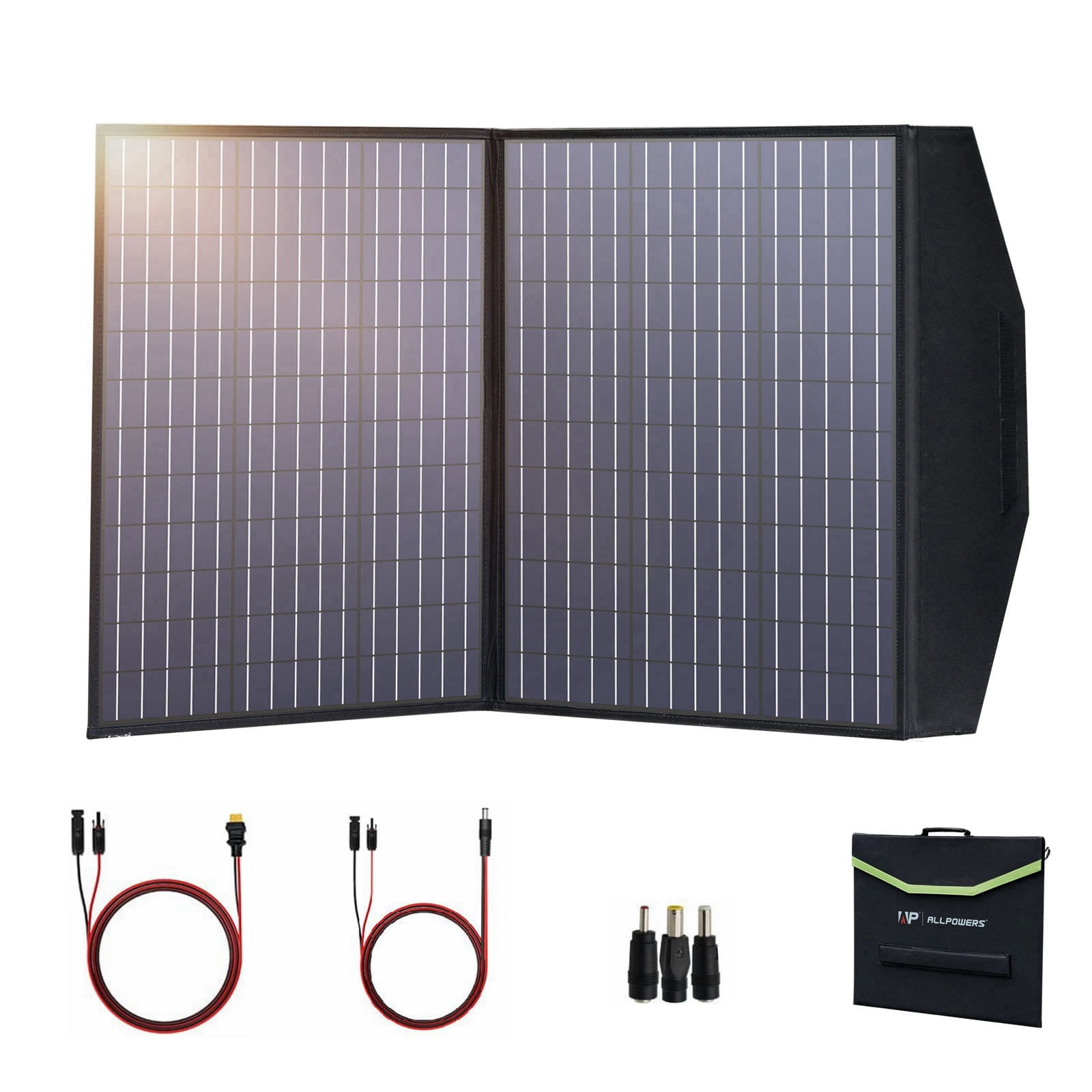ALLPOWERS 100W Portable Solar Panel Kit: Foldable, Waterproof, for Camping, RV, Off Grid, Power ...