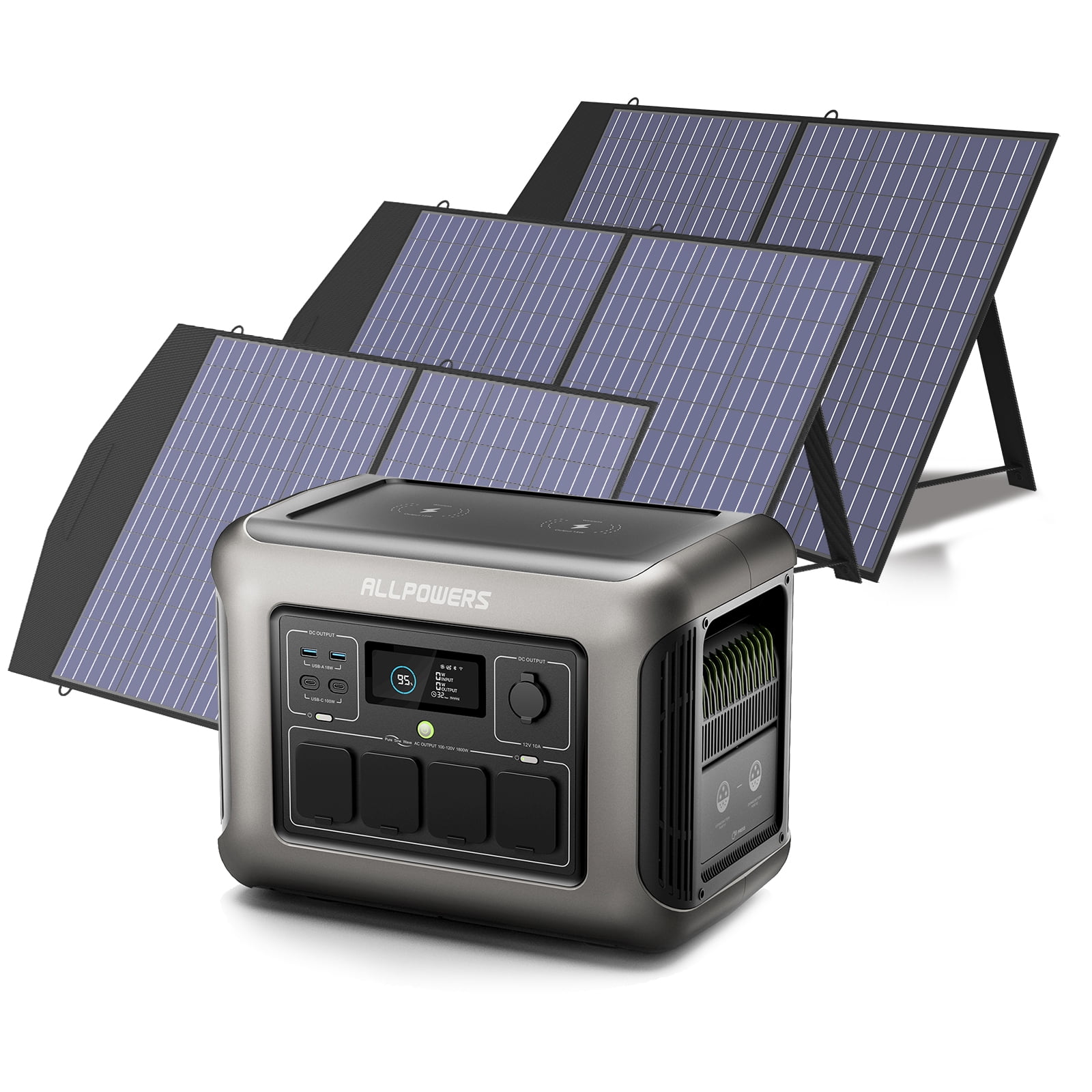 ALLPOWERS R1500 Solar Generator Set, 1800W 1152Wh with 3pcs 100W Solar ...