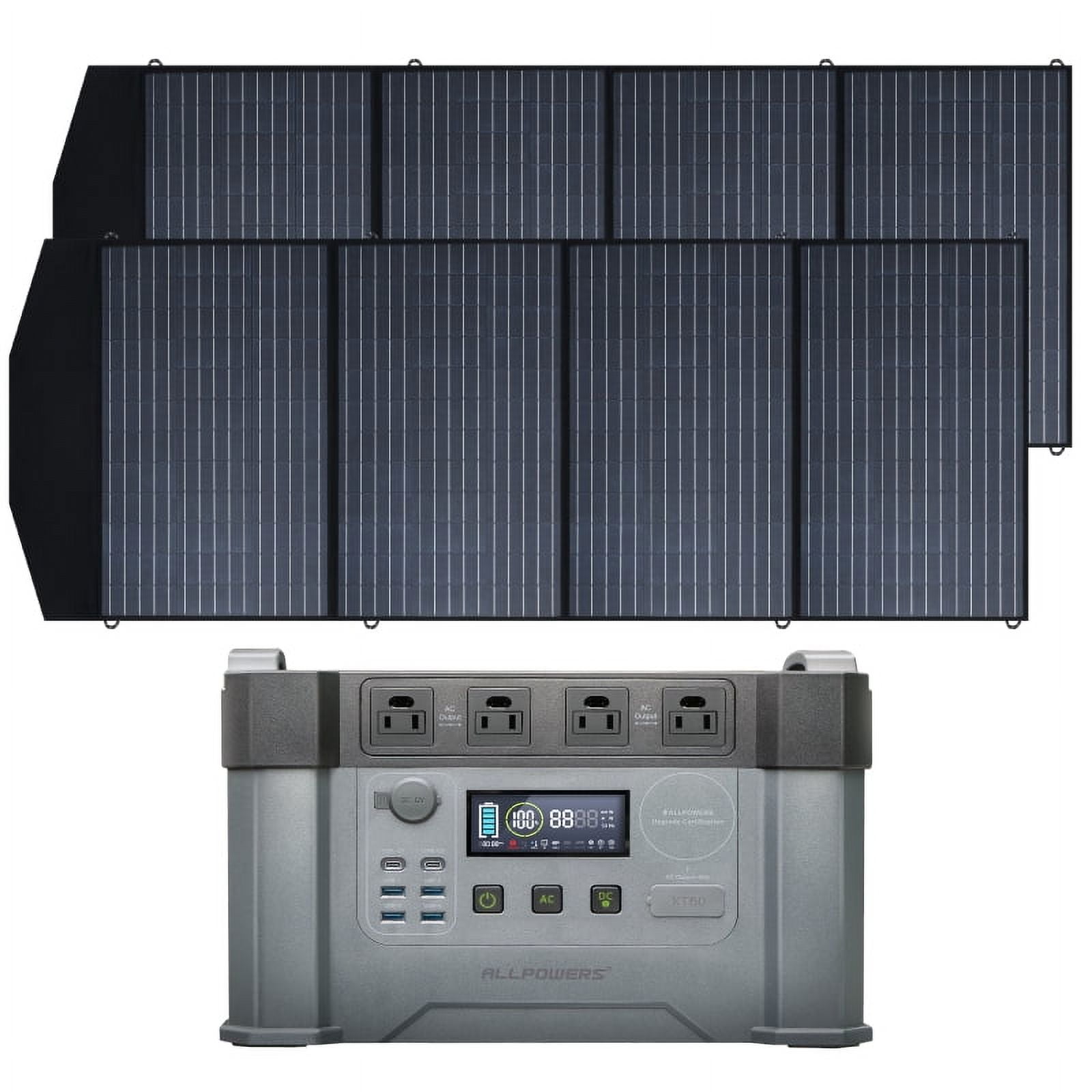 ALLPOWERS 2000W 1500Wh Solar Generator with 2x200W Foldable Panels for ...
