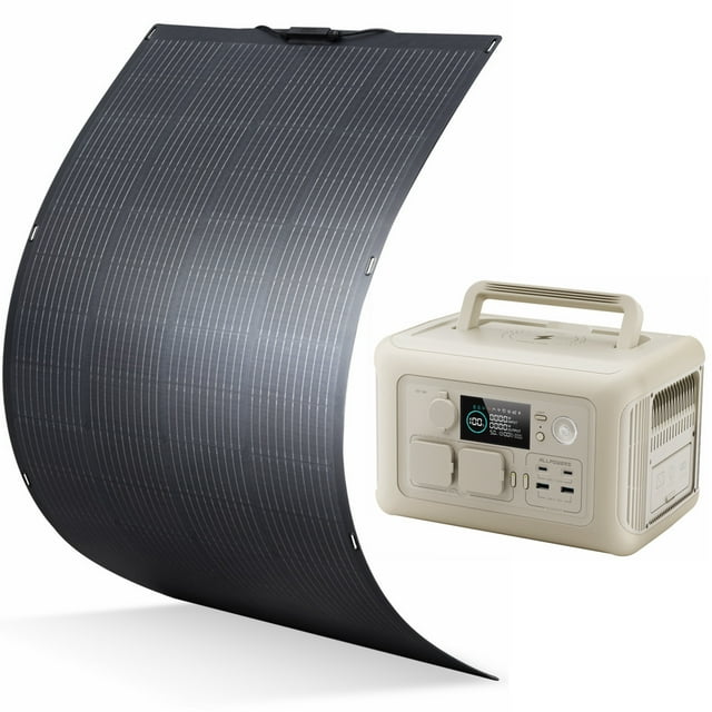 ALLPOWERS Beige R600 Solar Generator Kit, 299Wh 600W Portable Power ...