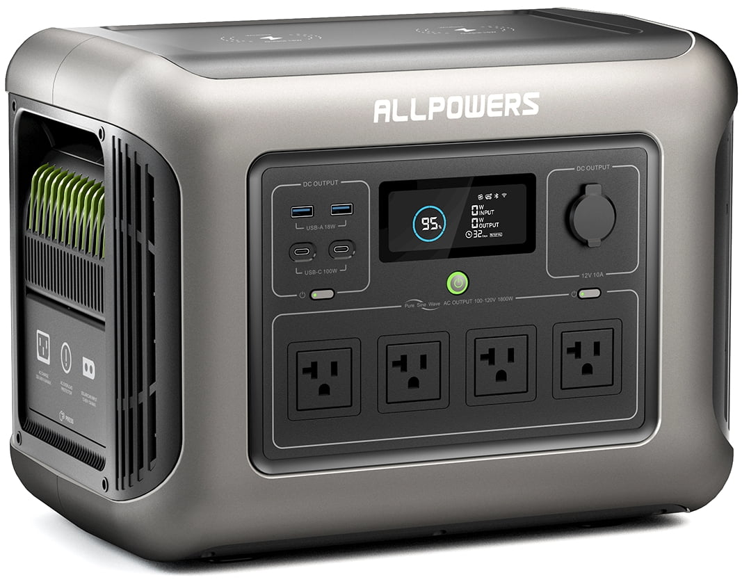 ALLPOWERS R1500 Power Station, 1152Wh Battery, 1800W AC, Solar Generator for Camping, RV, Home ...