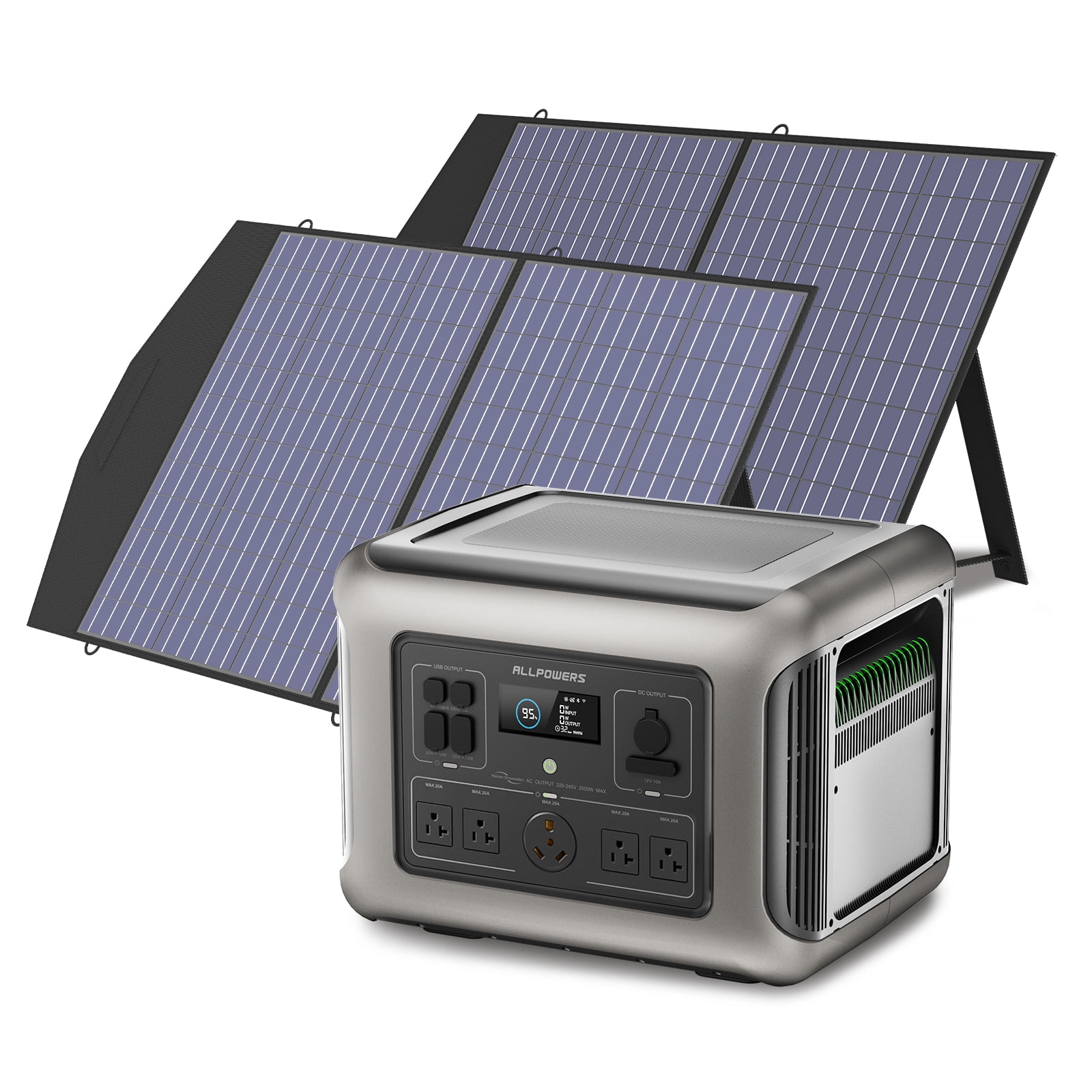 ALLPOWERS R2500 Solar Generator Kit, 100W Foldable Panel, 2500Watt ...