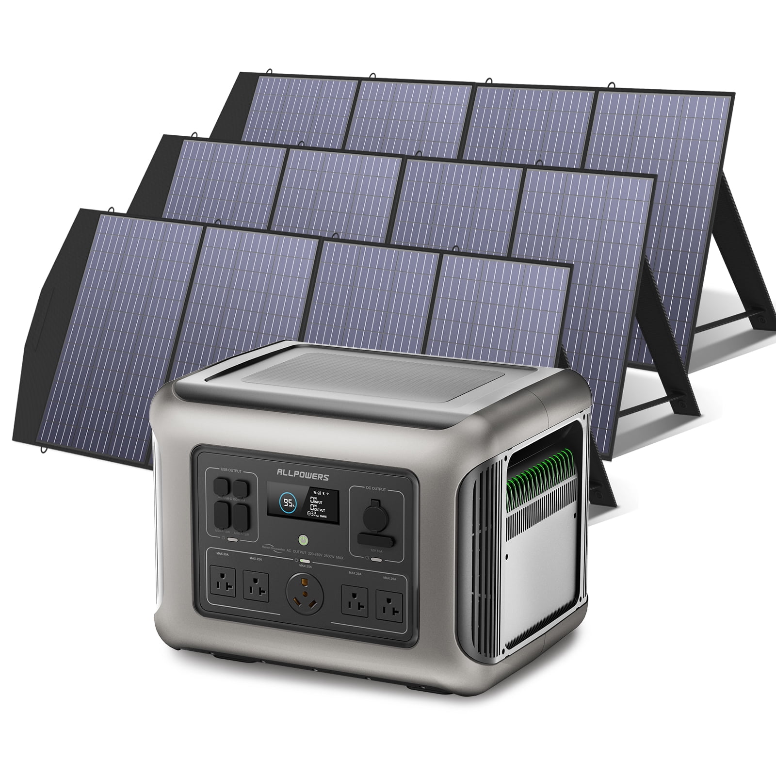 ALLPOWERS R2500 Portable Solar Generator Kit, 3 Pack 200W Foldable ...