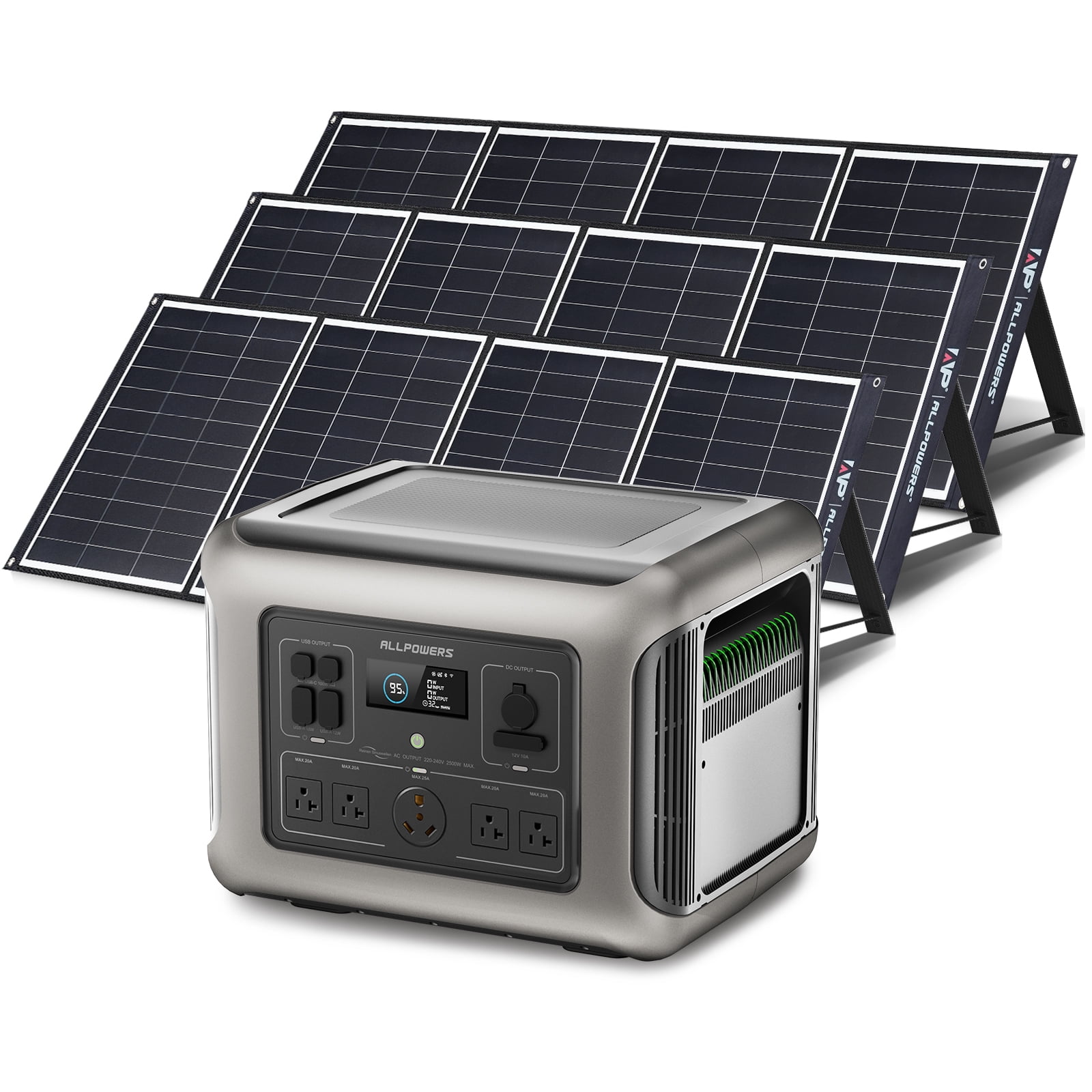 ALLPOWERS R2500 Solar Generator Kit, 3x200W Foldable Panels with 2500W ...