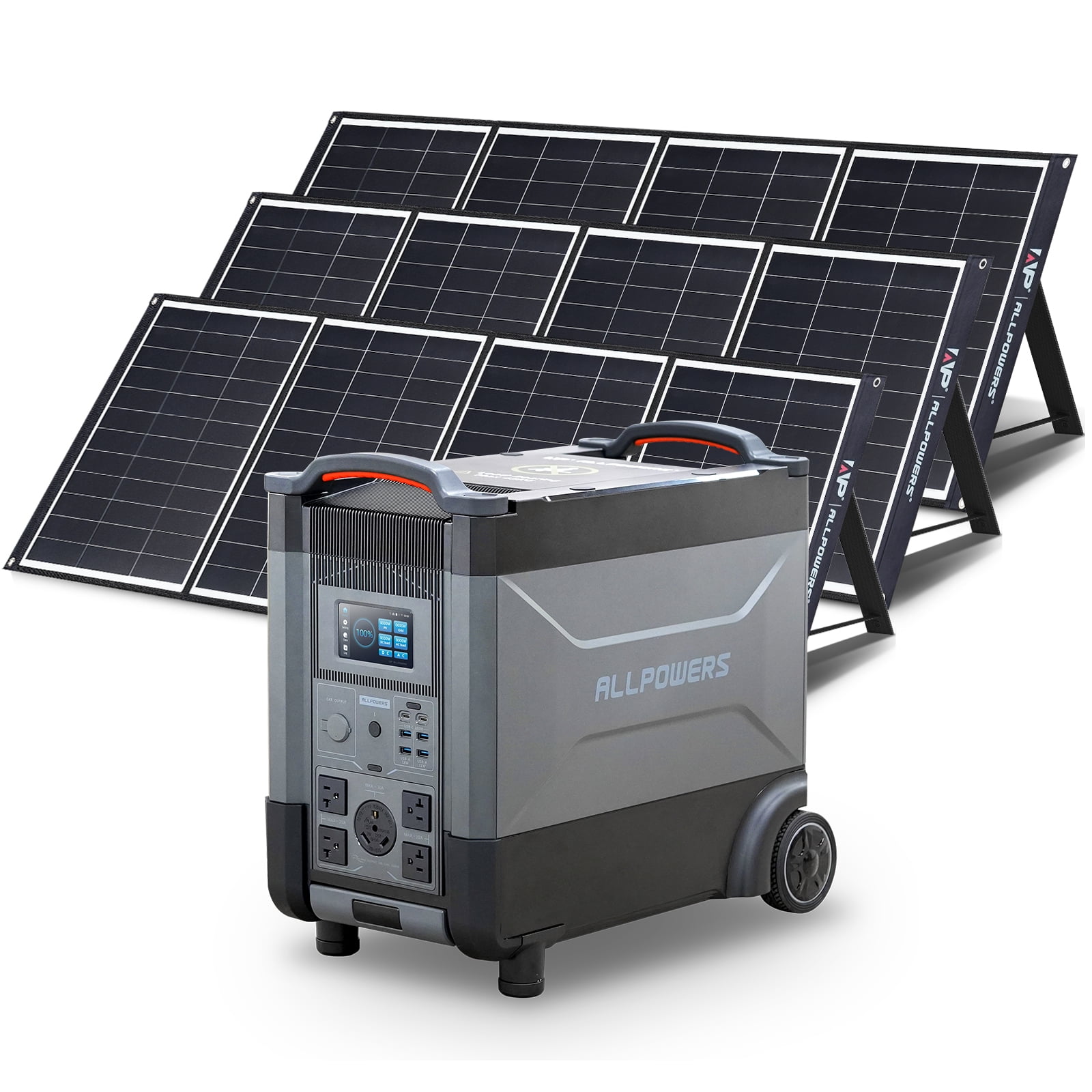 ALLPOWERS R4000 Solar Generator Kit, 3 Pack 200W Foldable Panel, 3600W ...