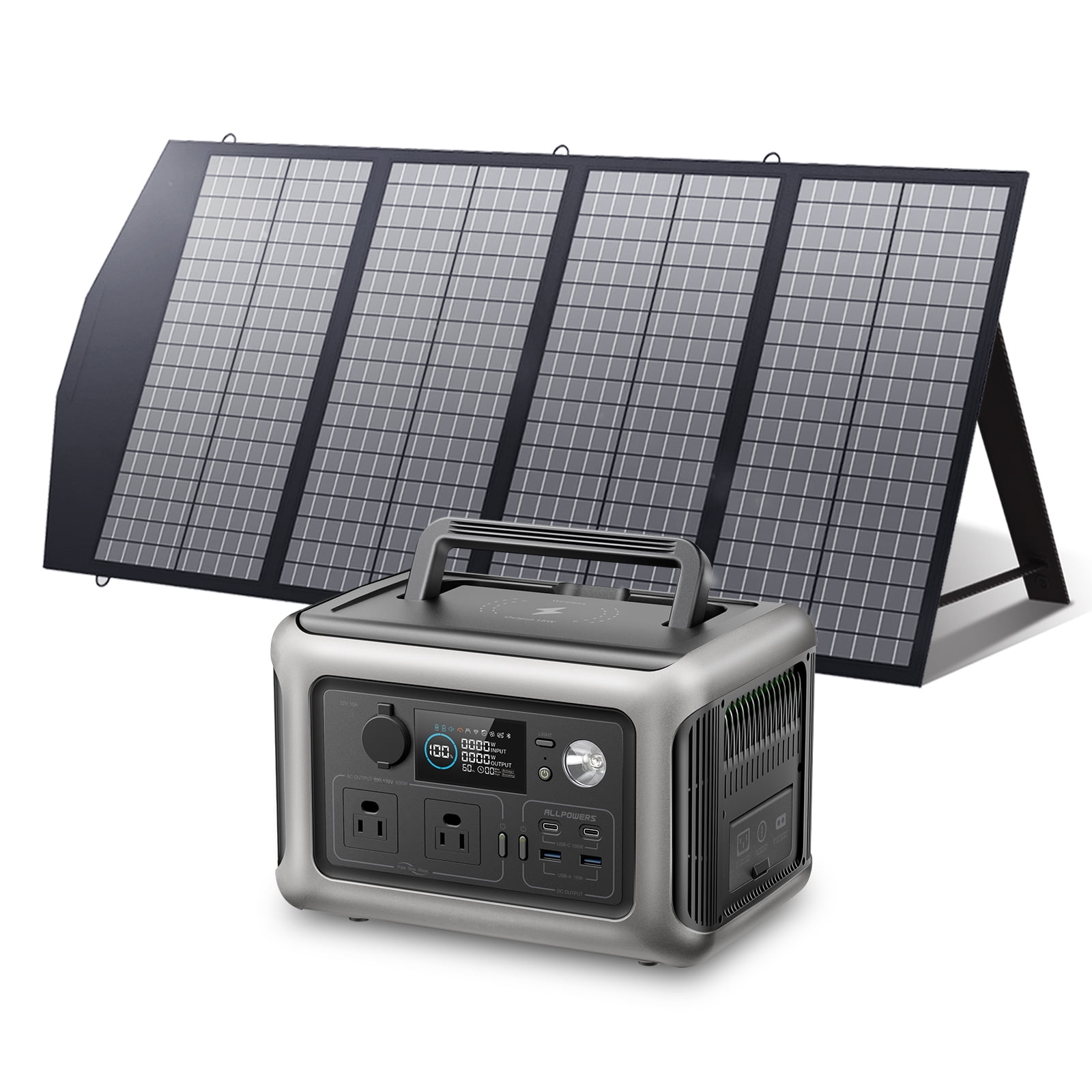ALLPOWERS R600 Solar Generator Kit, 299Wh 600W Power Station with 140W ...