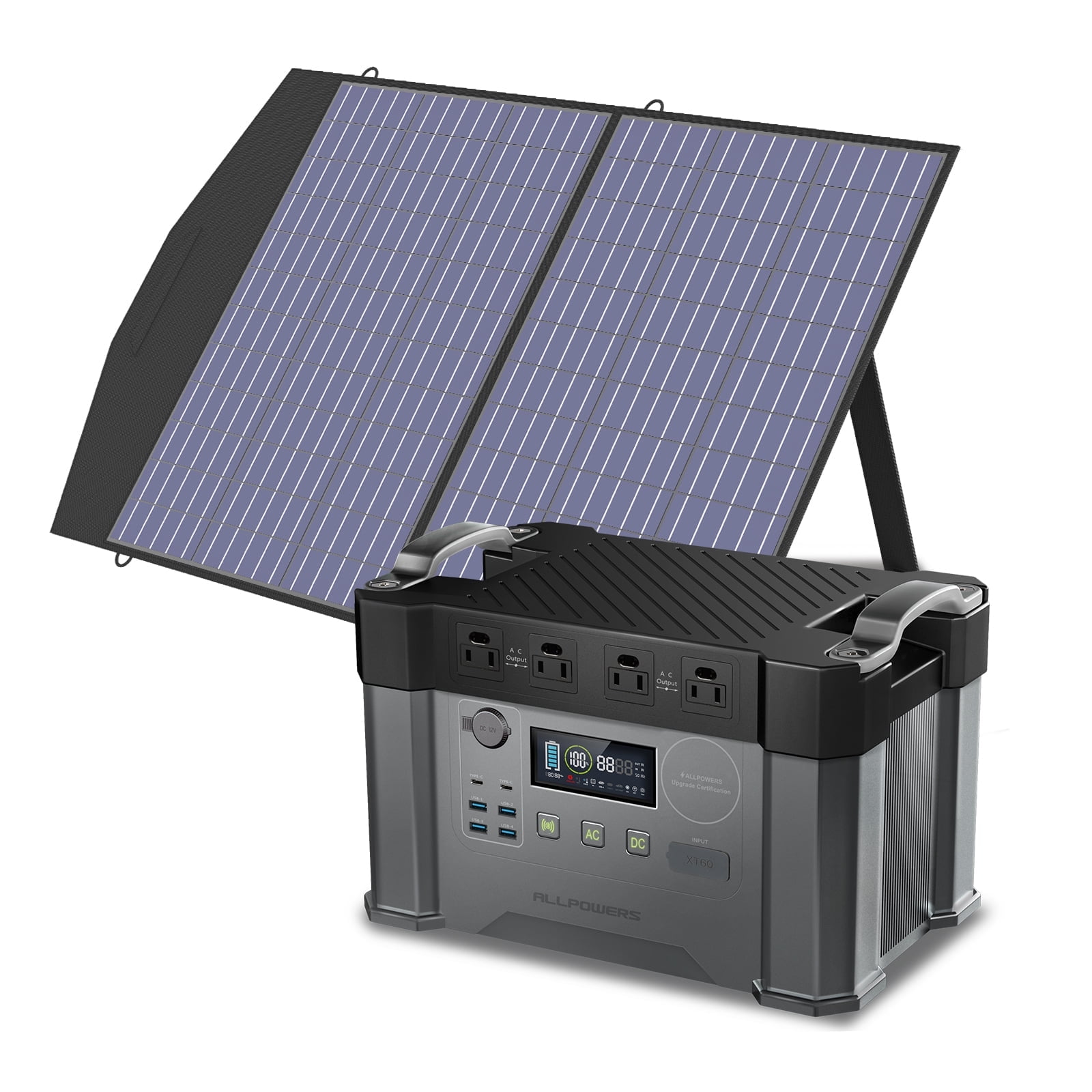 ALLPOWERS S2000 1500Wh Portable Solar Generator Kit, 100W Foldable Panel, Indoor/Outdoor Power ...