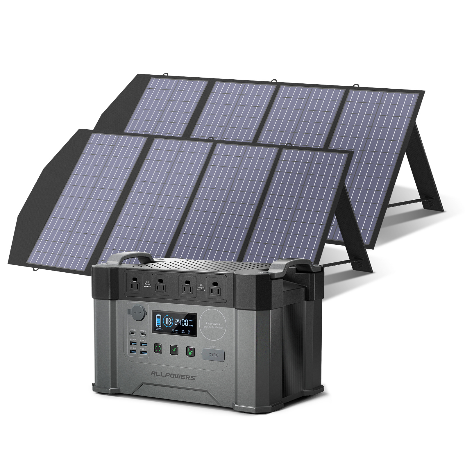 ALLPOWERS S2000 Solar Generator Kit, include 2000W 1500Wh Portable Power Station with 2 Pack ...