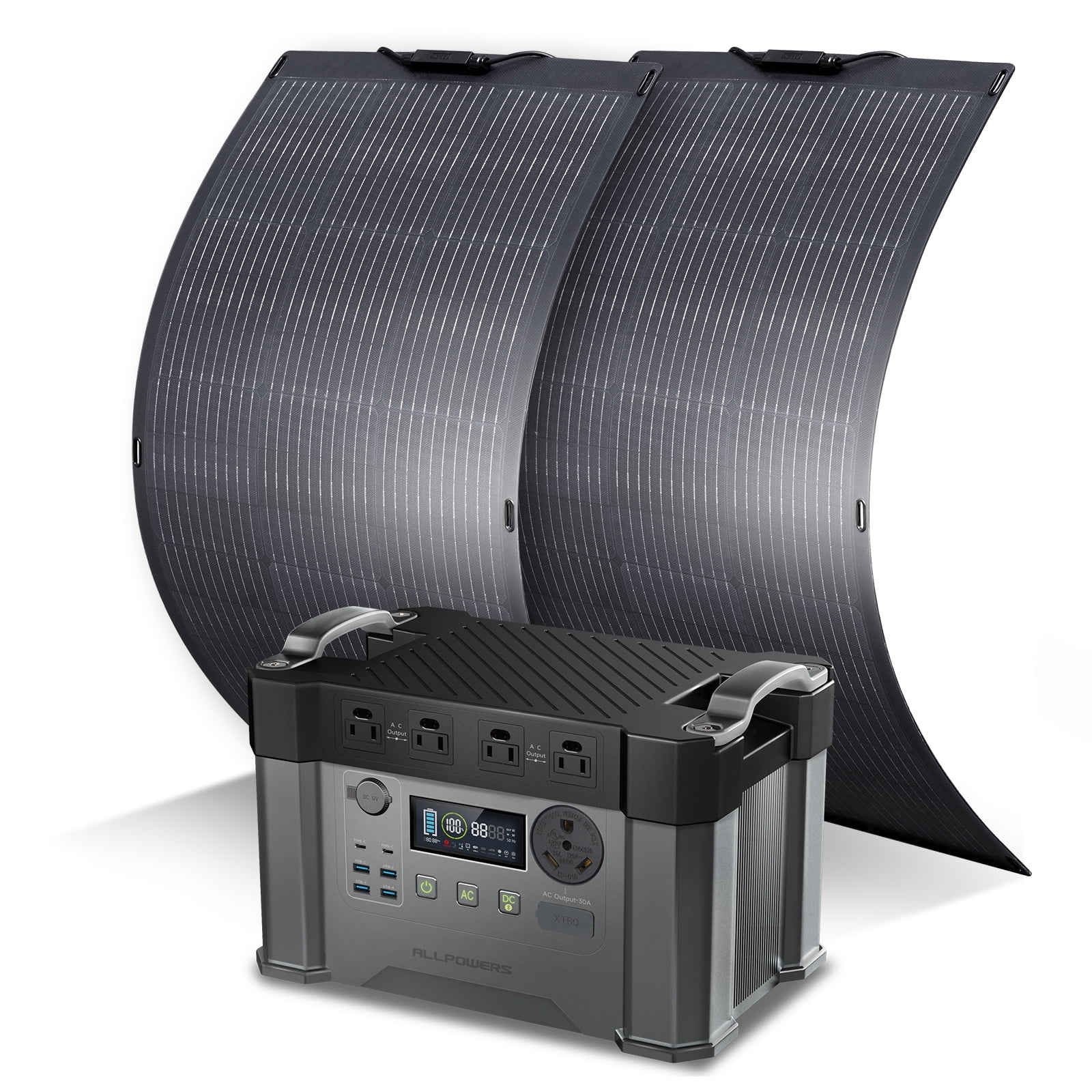ALLPOWERS S2000Pro Portable Solar Generator Kit, 2 Pack 100W Monocrystalline Flexible Solar ...