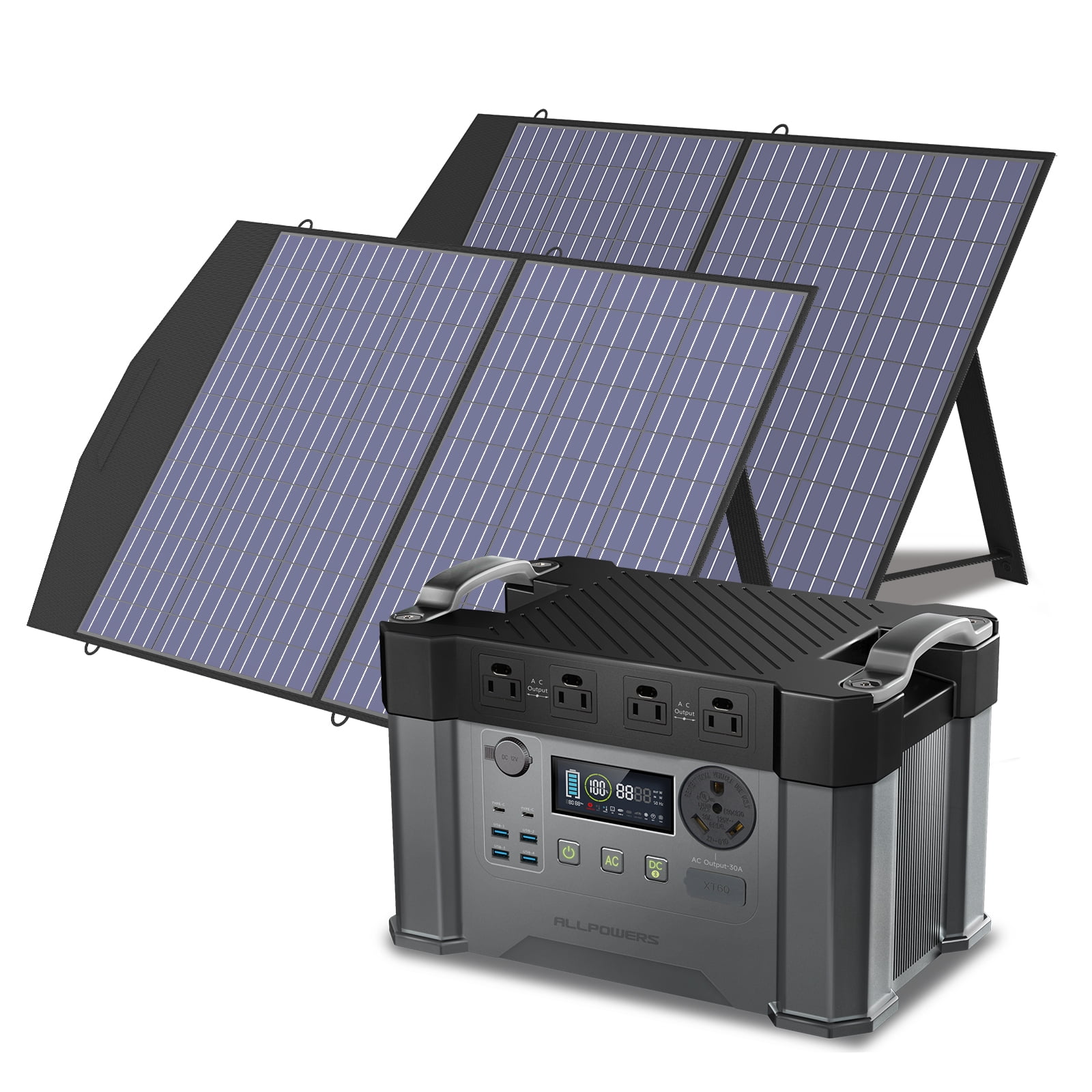 ALLPOWERS S2000Pro Solar Generator Kit, 2 Pack 100W Panel, 2400W 1500Wh ...