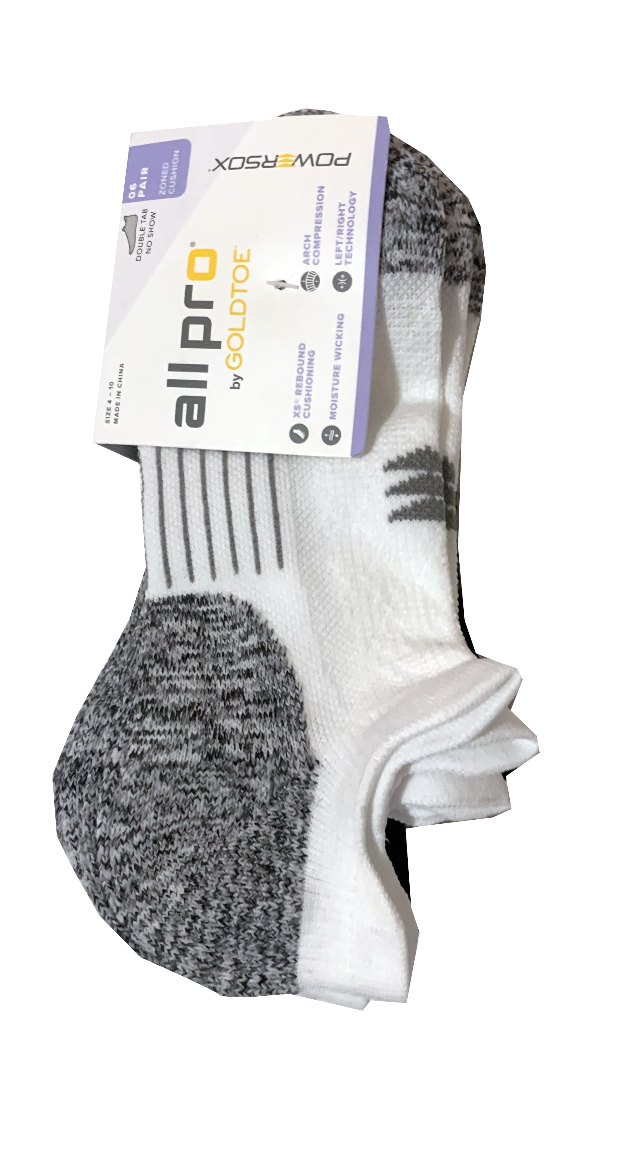 ALLPROby GOLDTOE Women's Moisture Wicking Polyester No-Show Socks, (6 ...