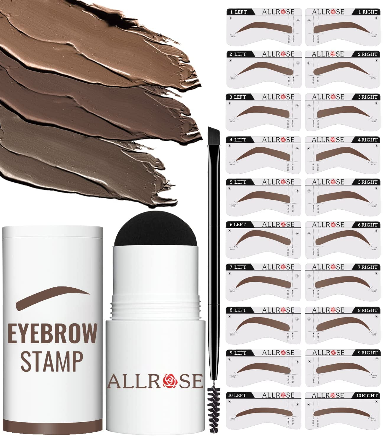 ALLROSE Eyebrow Stamp Stencil Kit - Eye Brow Stamping Kit, One Step ...